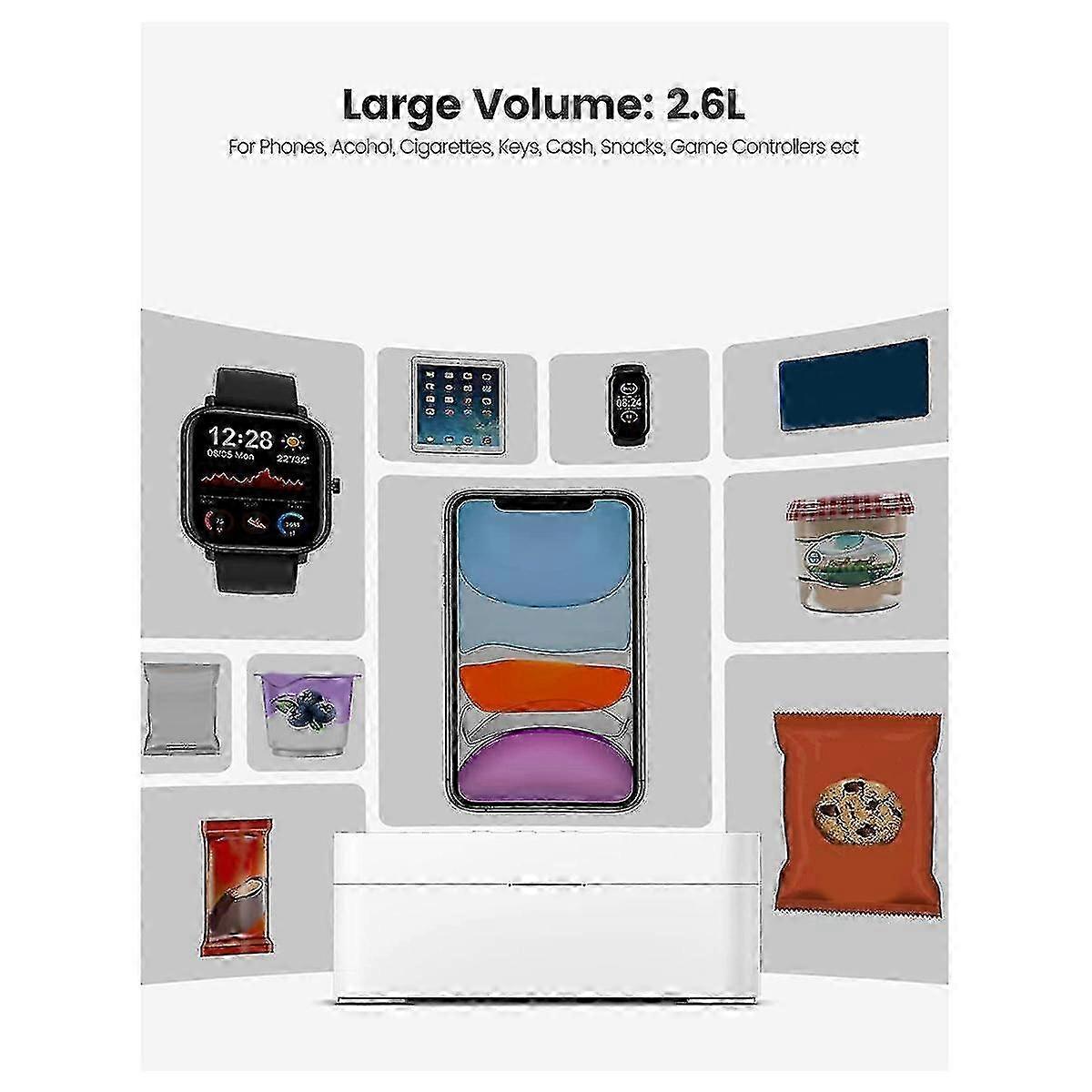 Metal Time-Locked Box with Child Lock & LED Display for Phones, Snacks ...