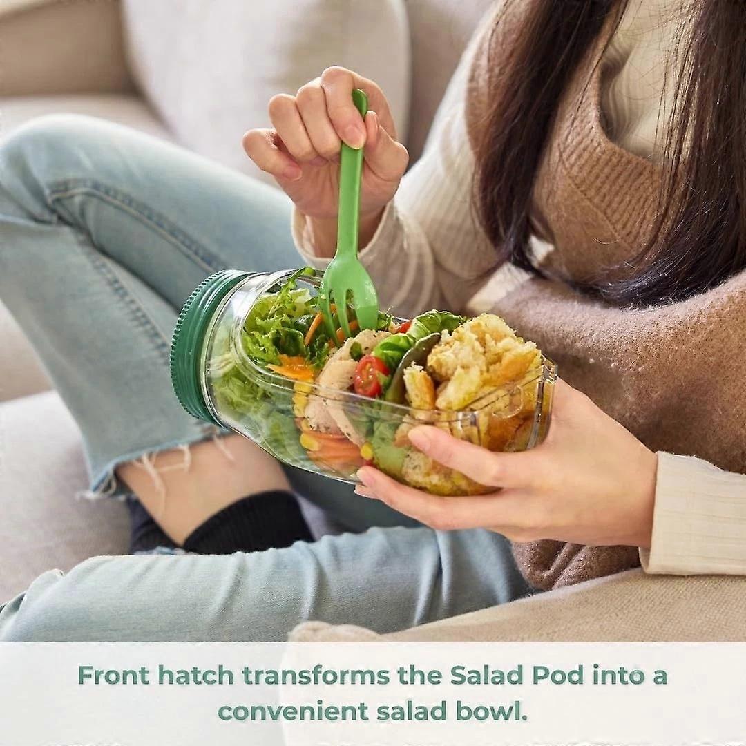 New Salad Pod with Sauce Dressing Container, Vertical Layering Salad ...