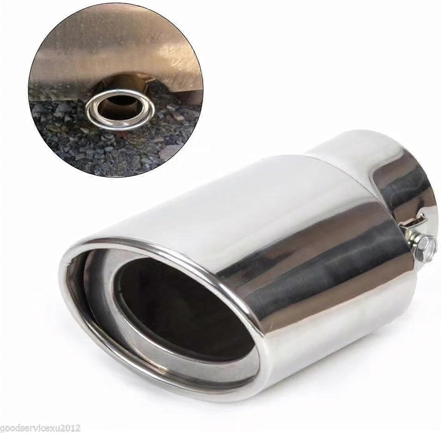 Universal 60mm Silver Car Exhaust Tip Stainless Steel Muffler Tail Pipe ...