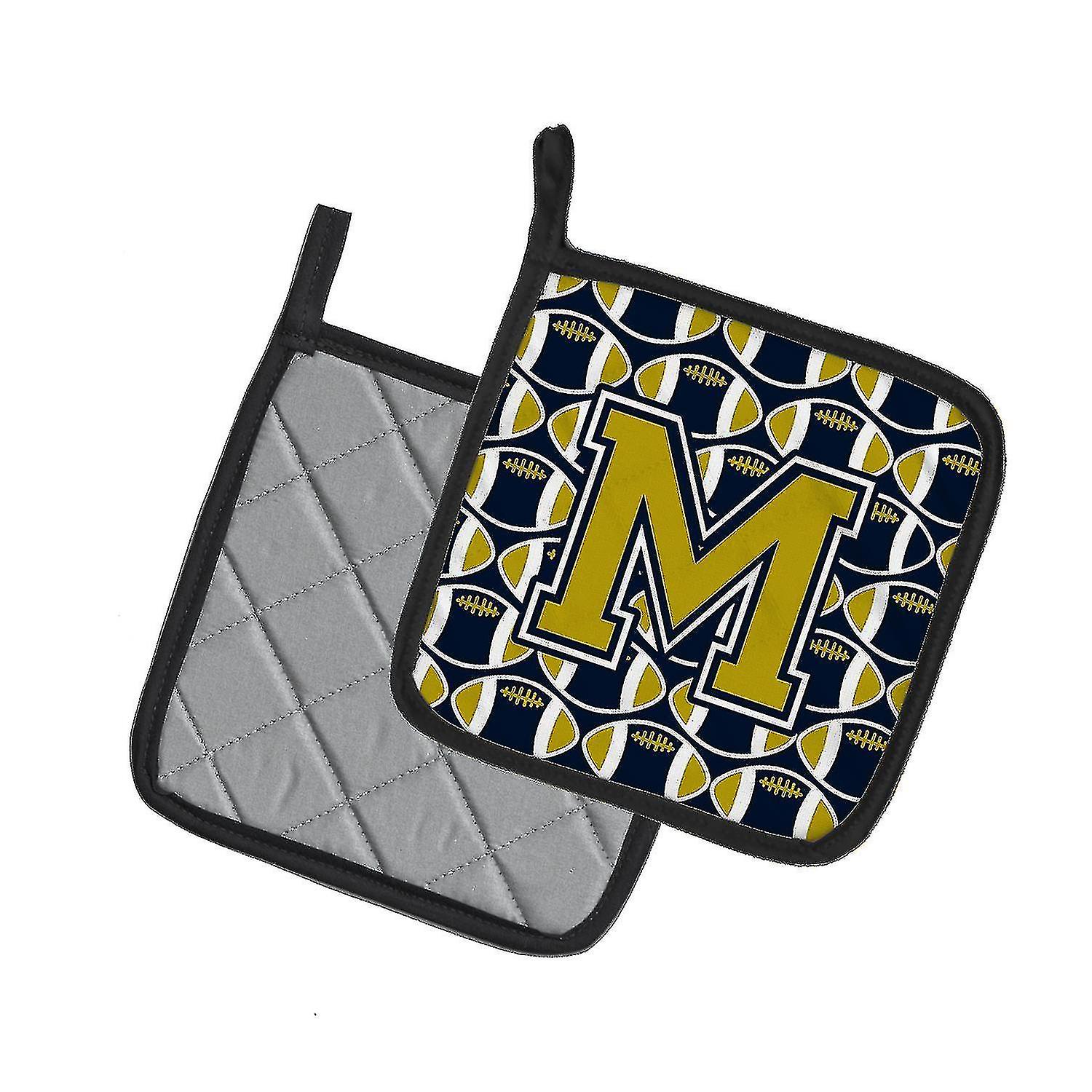 Letter M Football Blue And Gold Pair Of Pot Holders | Fruugo NL