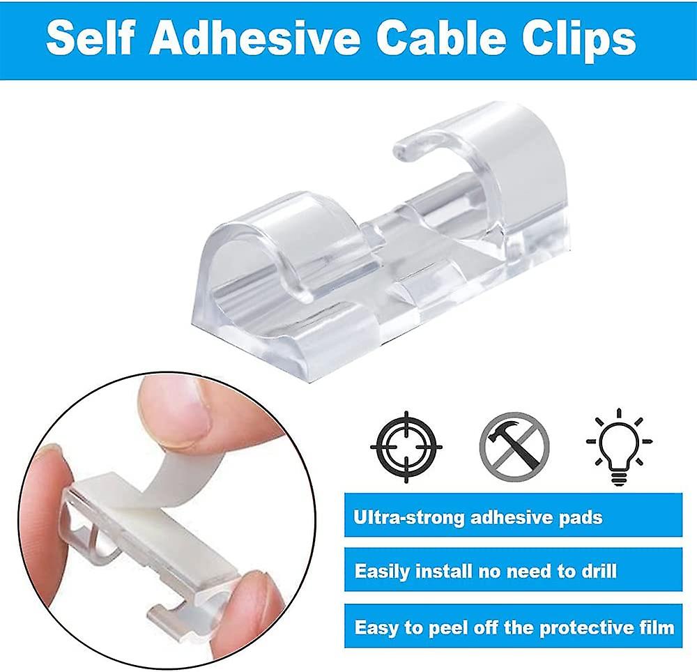 60 Pack Clear Cable Clips, Strong Self Adhesive Cable Holder, Durable ...