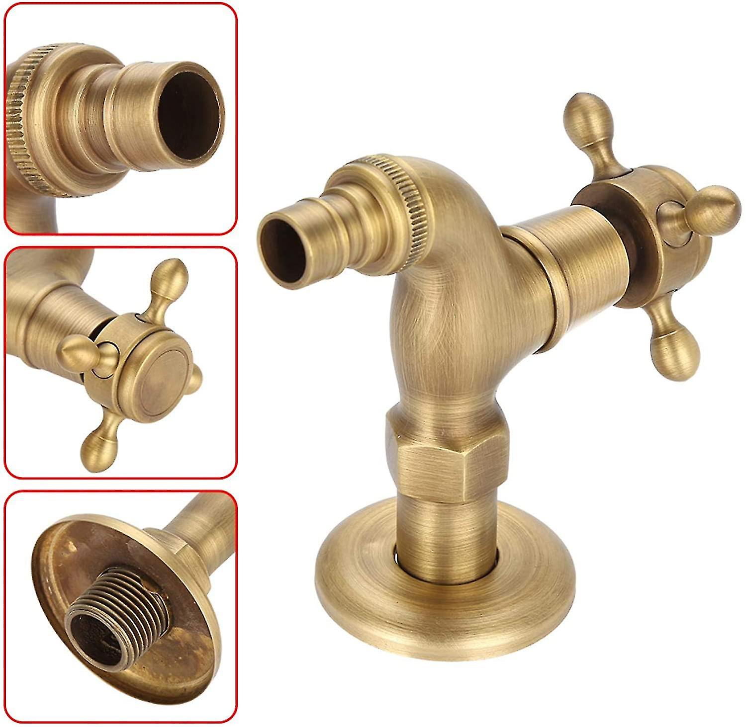 Vintage Solid Brass Single Handle Washing Machine Faucet Wall Mounted ...