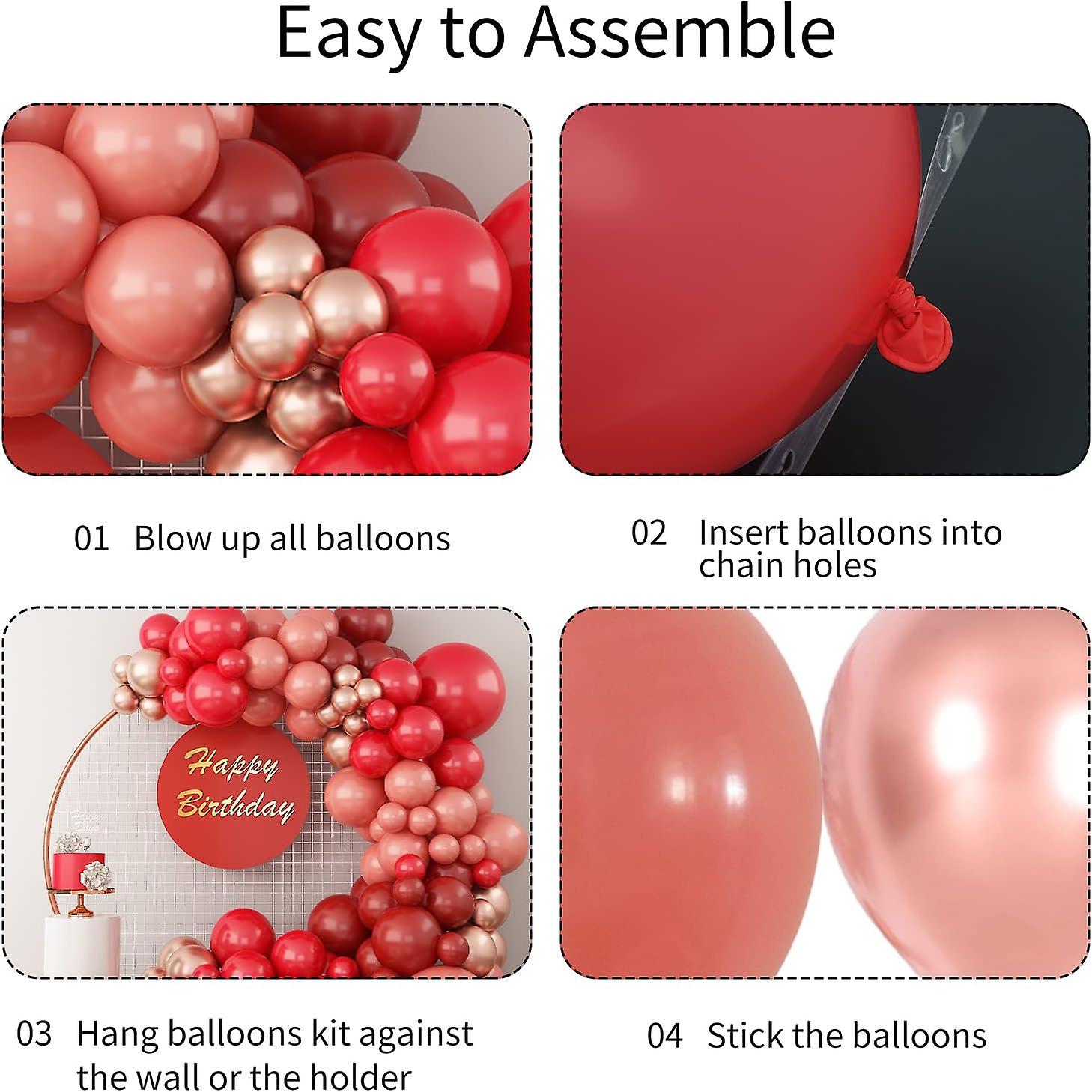 Red Balloon Garland Kit, Balloon Arch Kit 112 Pcs, Red Retro Maroon and ...