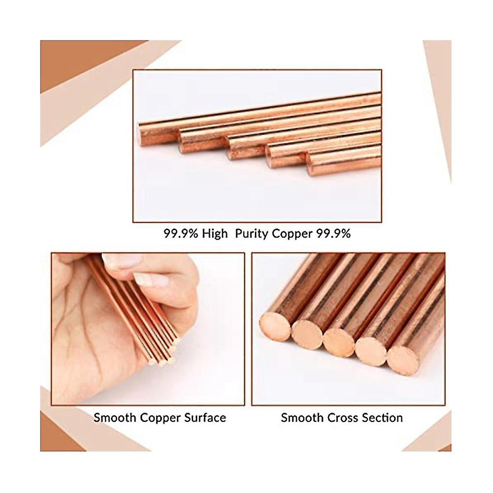 Pure Copper Round Rod 11.8 Inch Length Bare Copper Metal Rod Solid ...