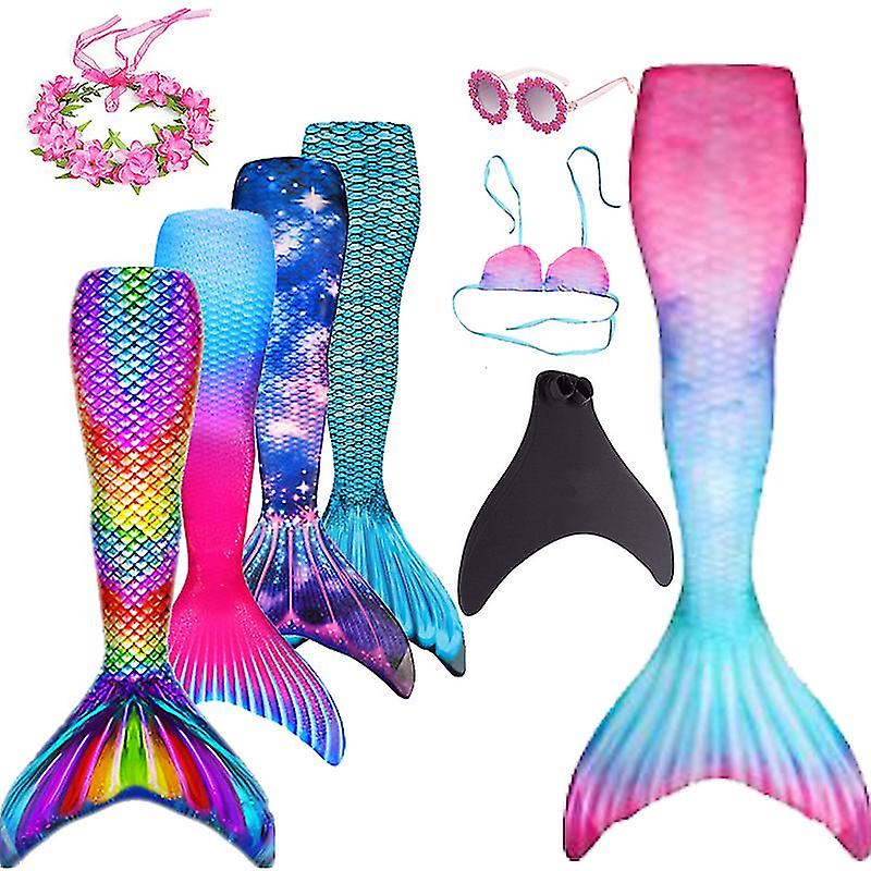 Girls Mermaid Tail Swimming Costume Cosplay The Little Mermaid Dress ...