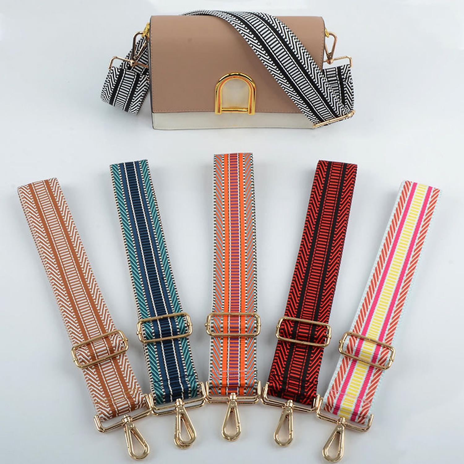 50MM Bag Shoulder Strap Adjustable Widened Striped Print Snap Hook Clip ...