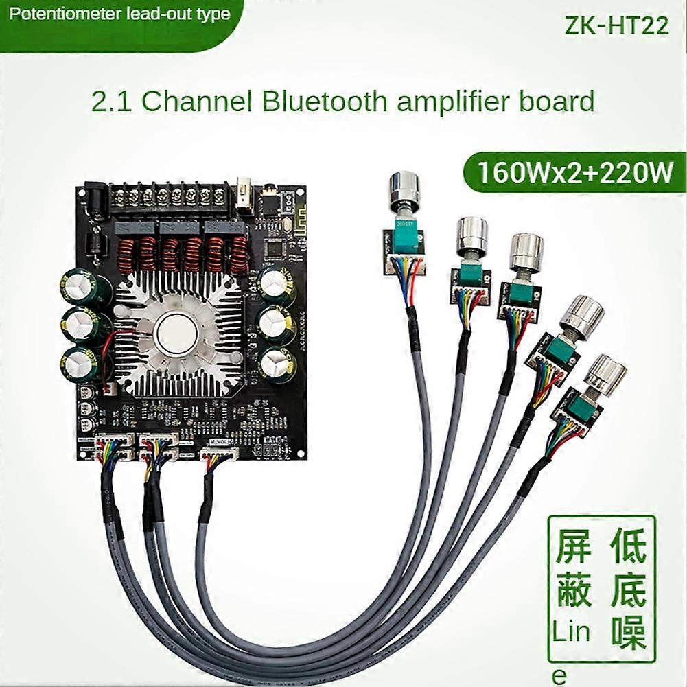 ZK-HT22 2.1 Channel Bluetooth Amplifier Board TDA7498E 160Wx2+220W External Lead Potentiometer ...
