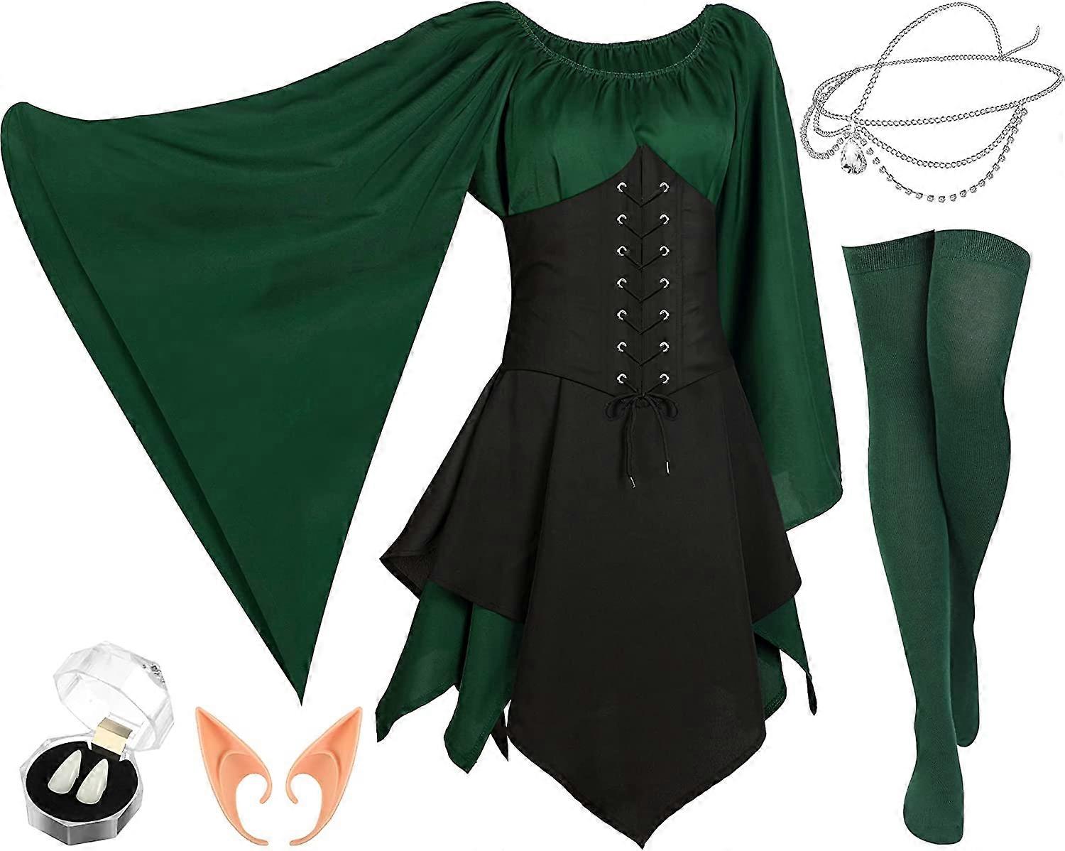 5 Packs Fairy Elf Costume Renaissance Traditional Irish Viking Dress ...