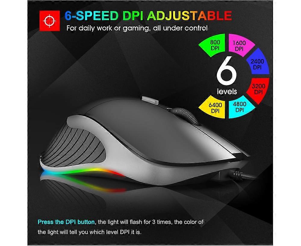 iMICE X6 Ergonomic 6 Buttons RGB Breathing Light Wired Gaming Mouse for ...