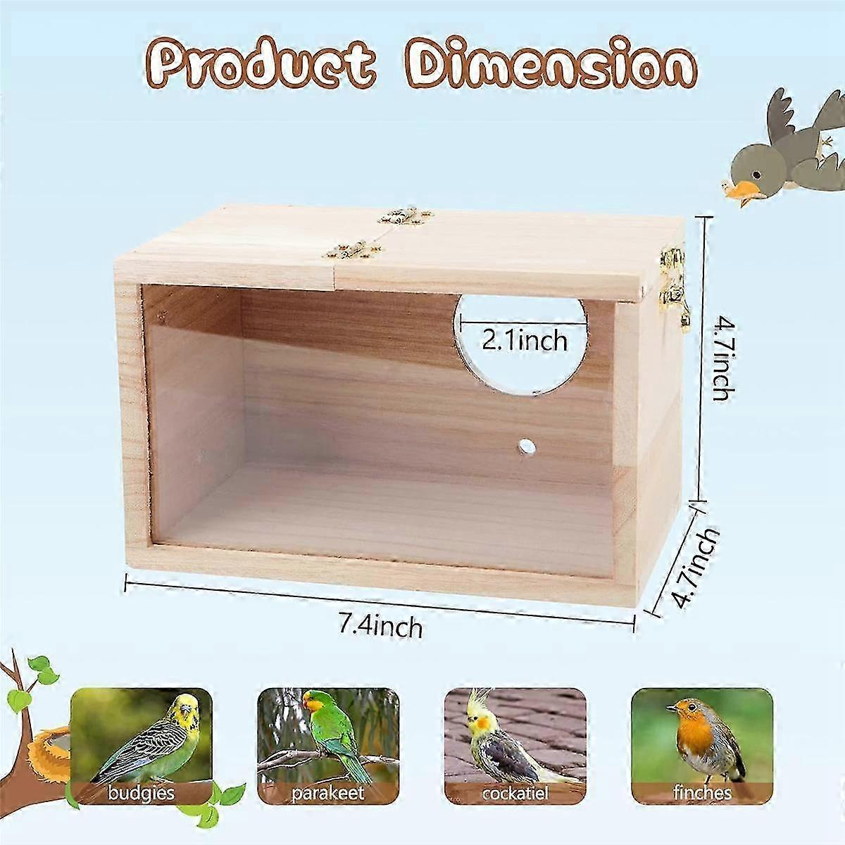 Parakeet Nesting Box Transparent Bird House For Cage Wood Breeding Box For Parrot Parakeet ...