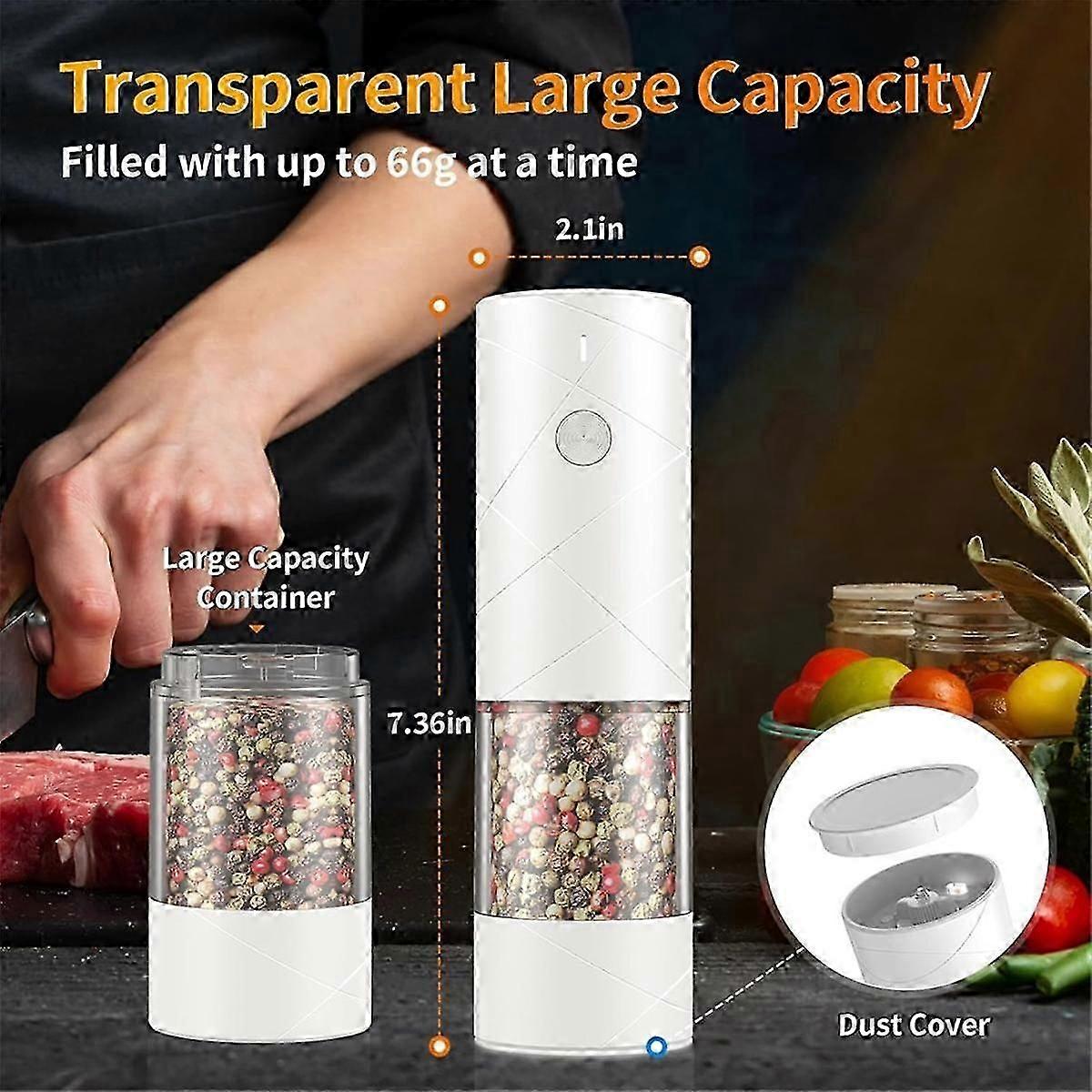 Electric Salt & Pepper Grinder Set - USB Rechargeable, Adjustable ...