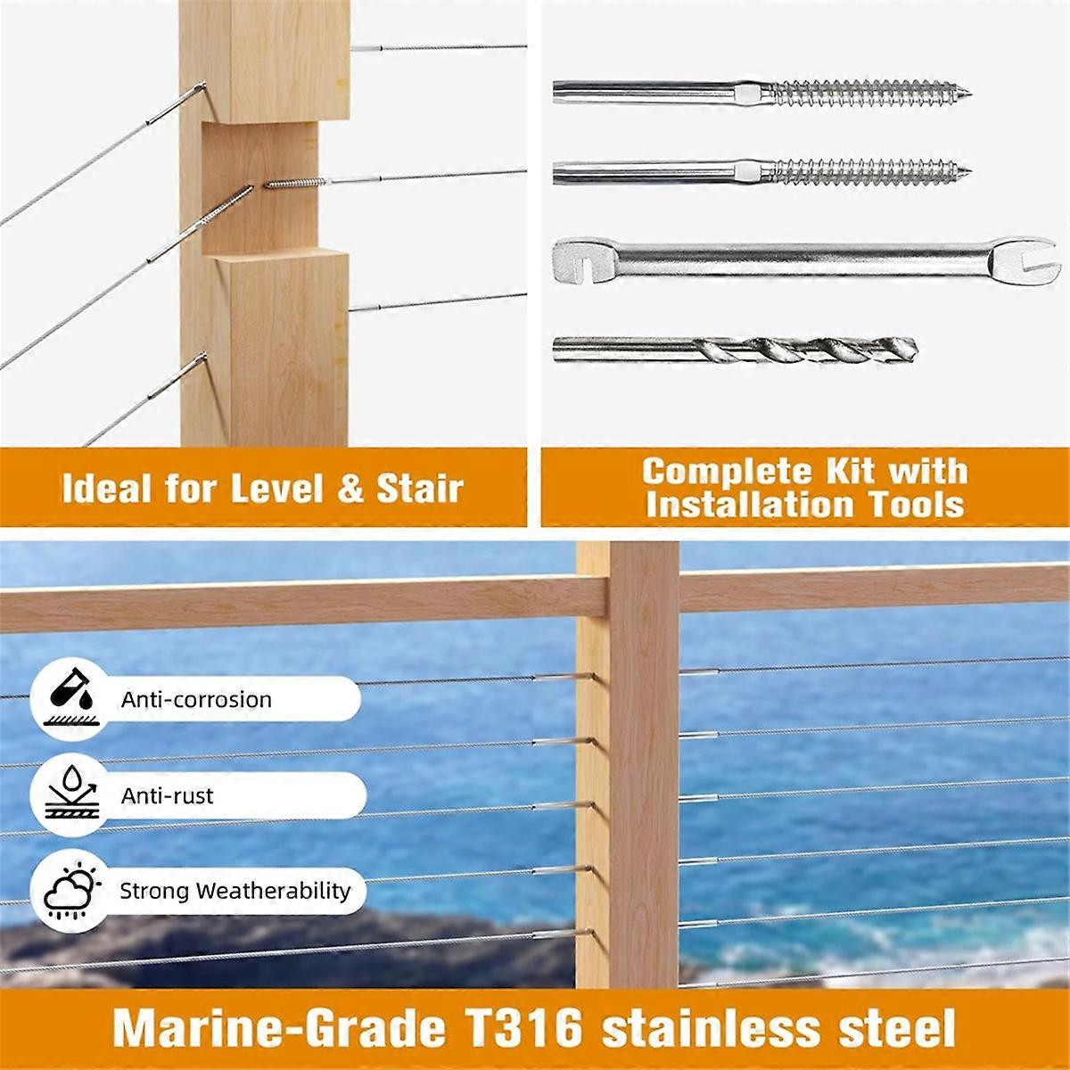 Swage Lag Screws for Cable Railing - 1/8inch Cable Railing Hardware Kit ...