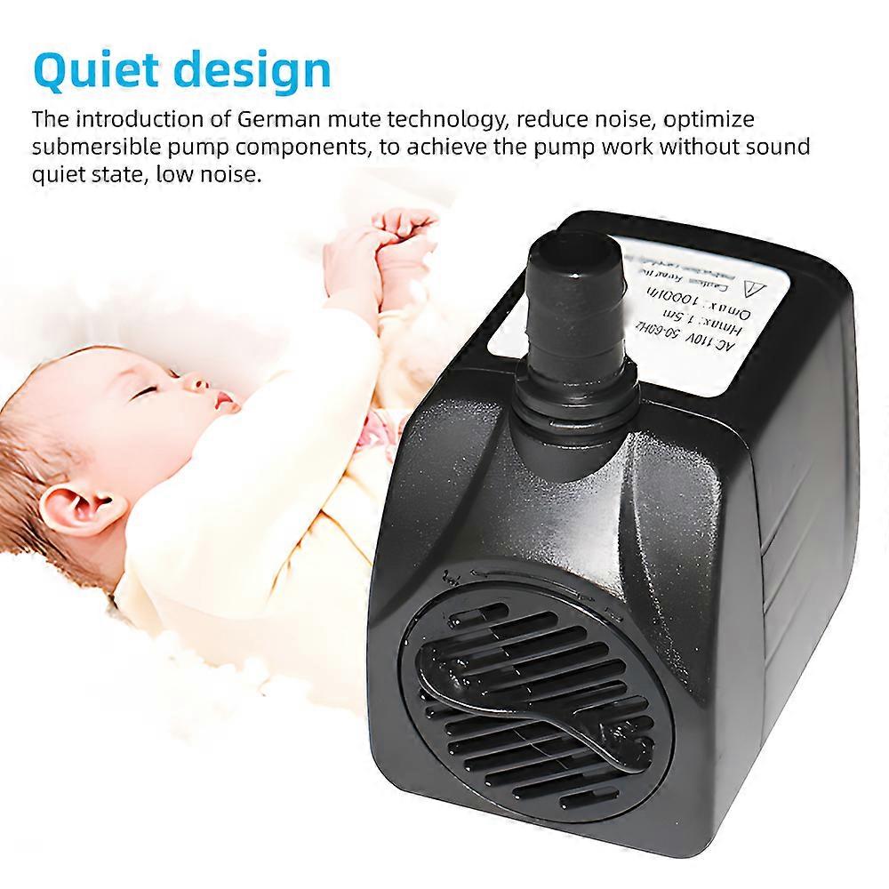 Mini Submersible Water Pump Flow Adjustable Electric Max 1000L/H Flow 4 ...