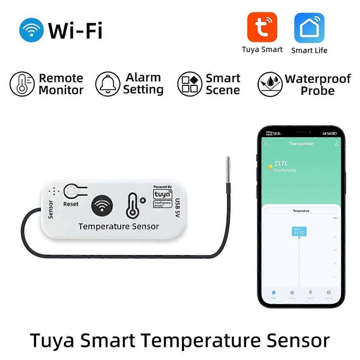 TUYA WIFI Temperature Sensor APP Remote Monitor Tuya Waterproof ...