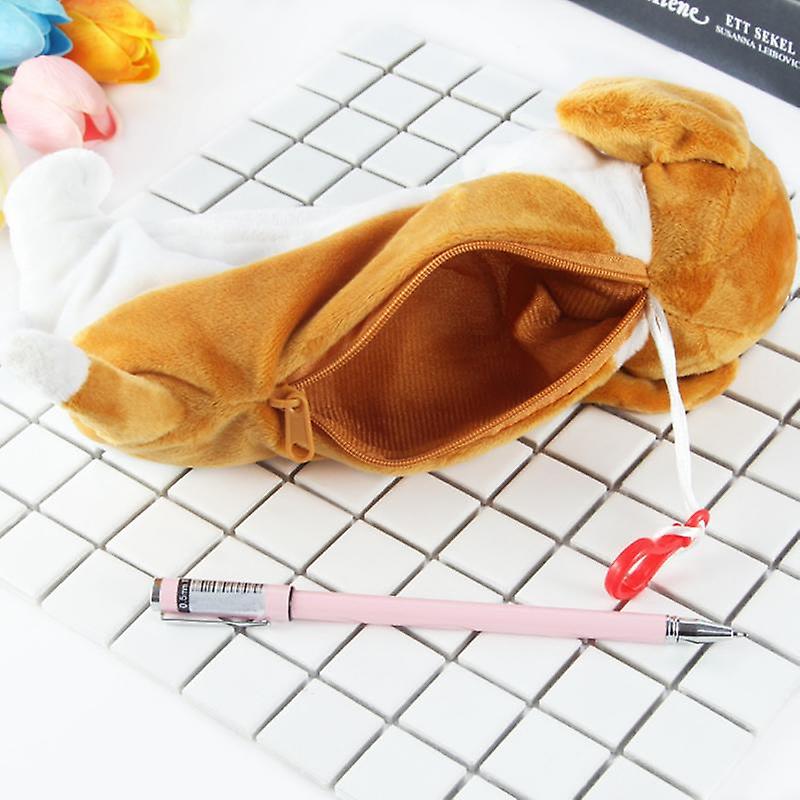 Cartoon Plush Pencil Case Plush Dog Puppy School Office Supplies Pencil Bags For Kids Stationery ...