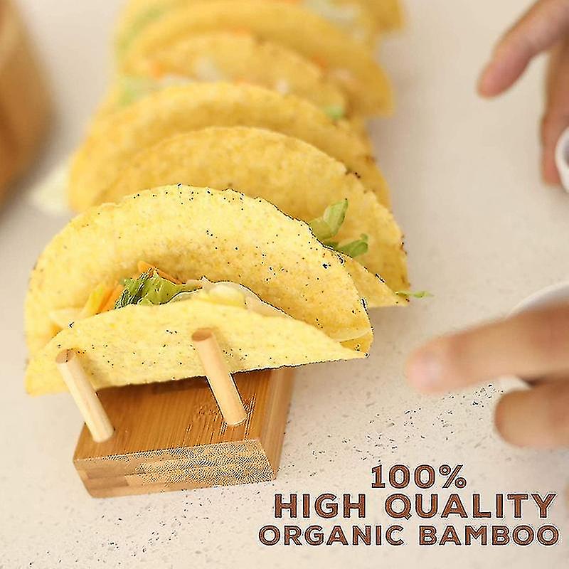 First Grade Bamboo Taco Tray And Appetizer Tray Stand Up Holds 8 Soft ...