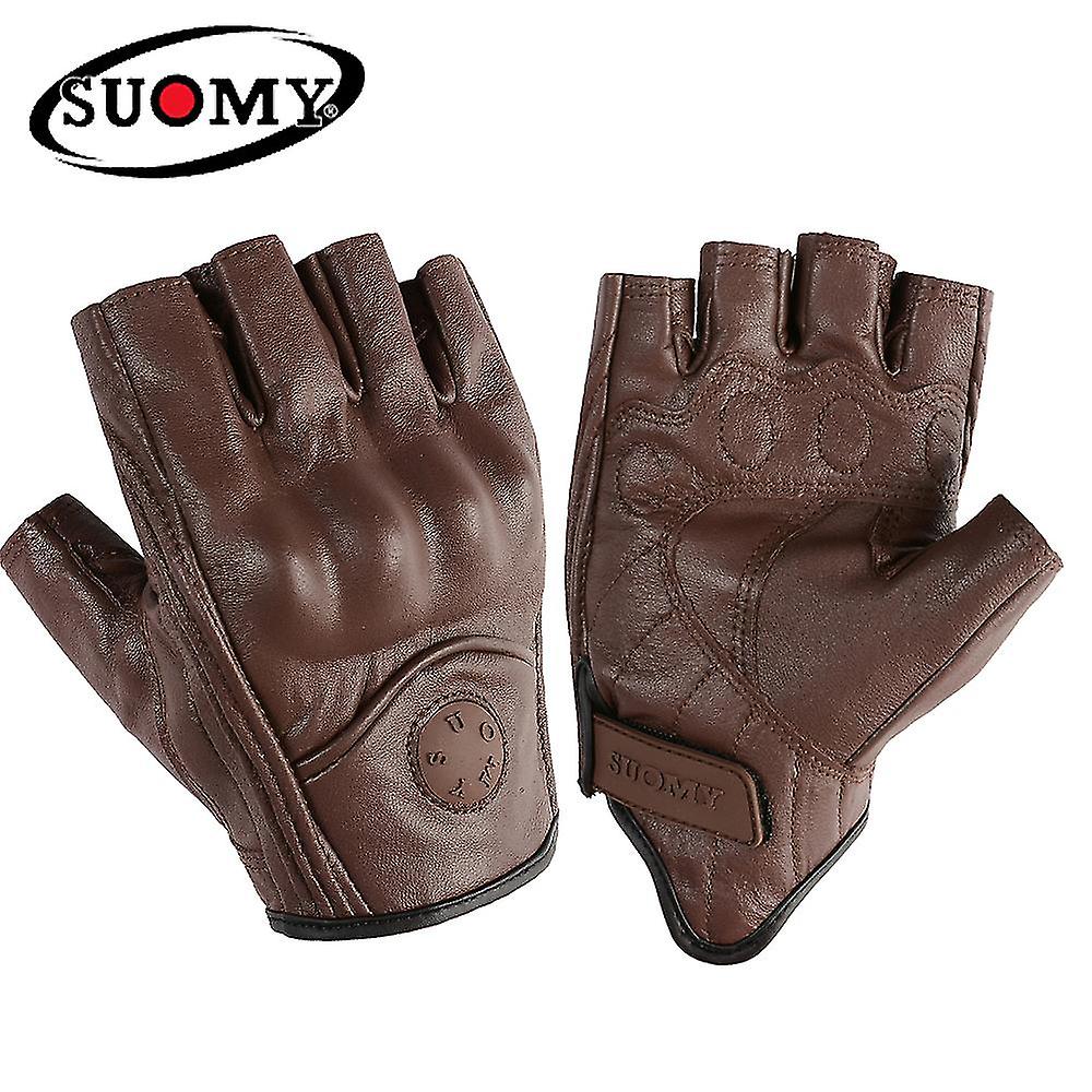 Goatskin Leather Motorcycle Gloves Motocross Fingerless Gloves Half ...