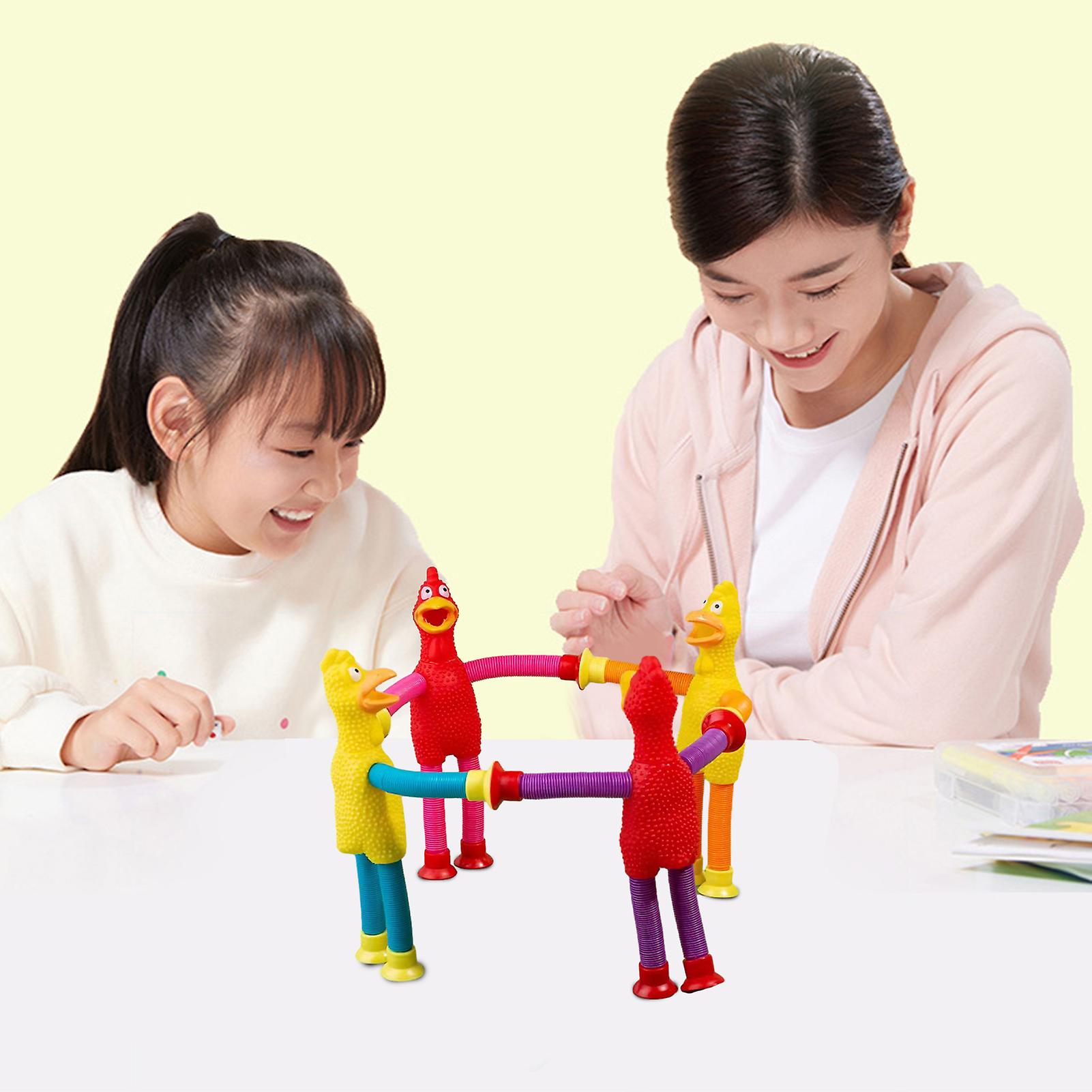 Telescopic Tube Chick Toy with Suction Cup Hands Feet LED Press to ...