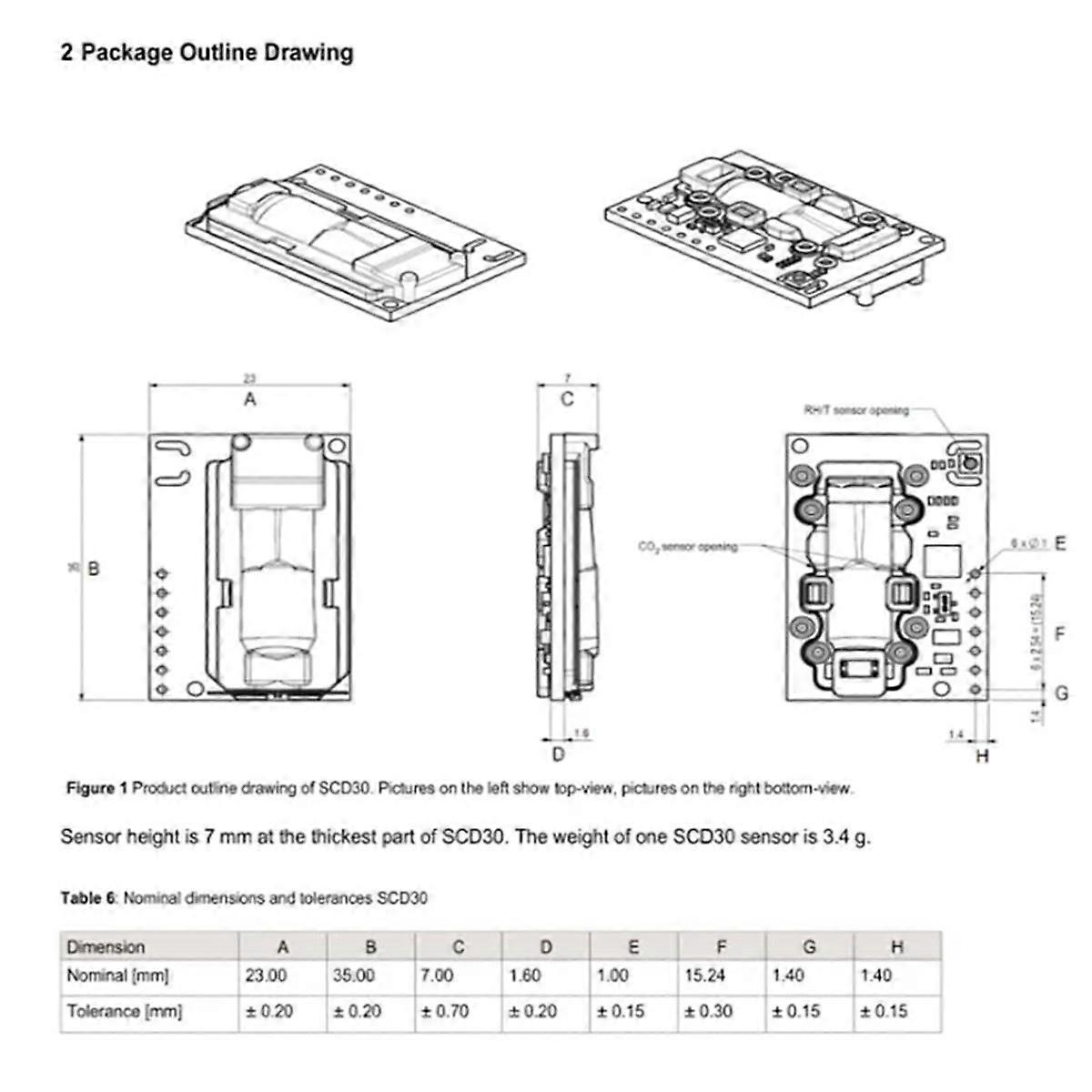 SCD30 Air Quality Sensors Module for CO2 and RH/T Measurements I2C ...