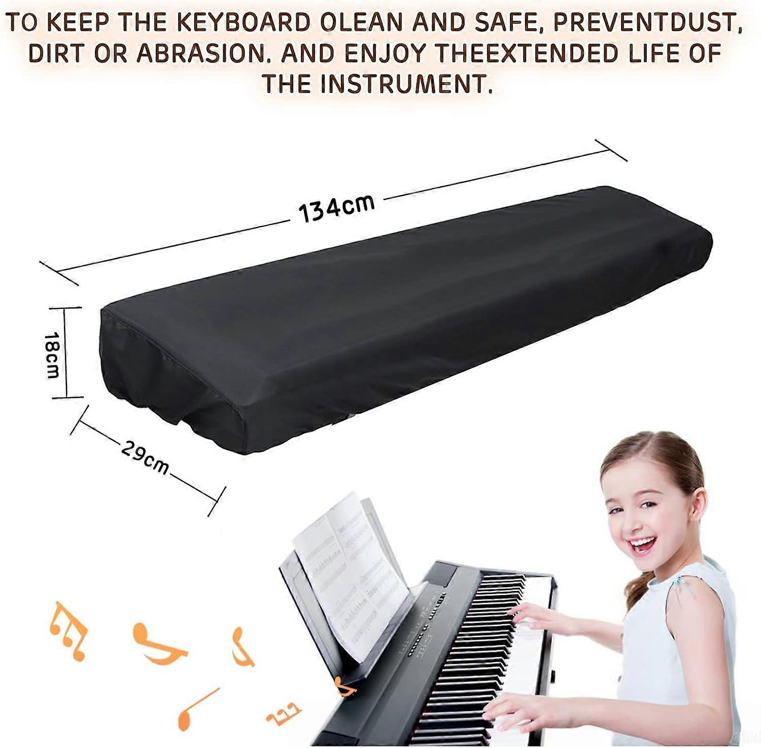 2024,Piano Keyboard Protective Cover with Drawstring Closure, Black ...