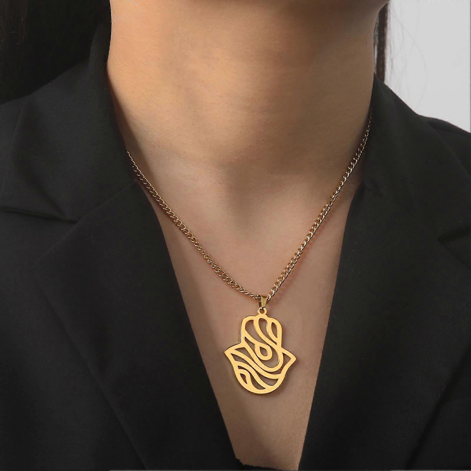 Filigree Flower Hamsa Hand of Fatima Necklace Star of David Hexagram ...