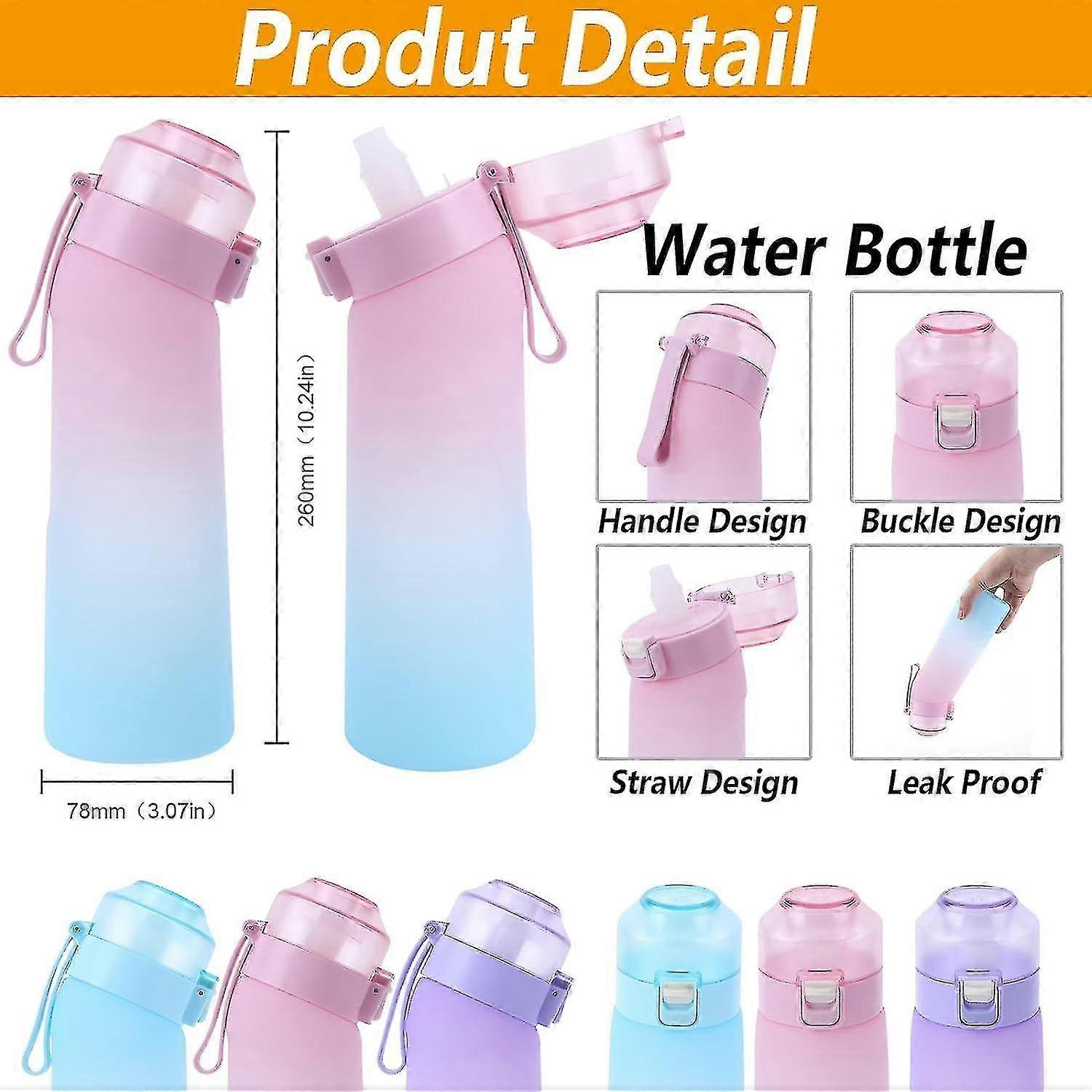 Frosted blue (with 7 flavors)Air Bottle, 2024 Improved Water Bottle ...