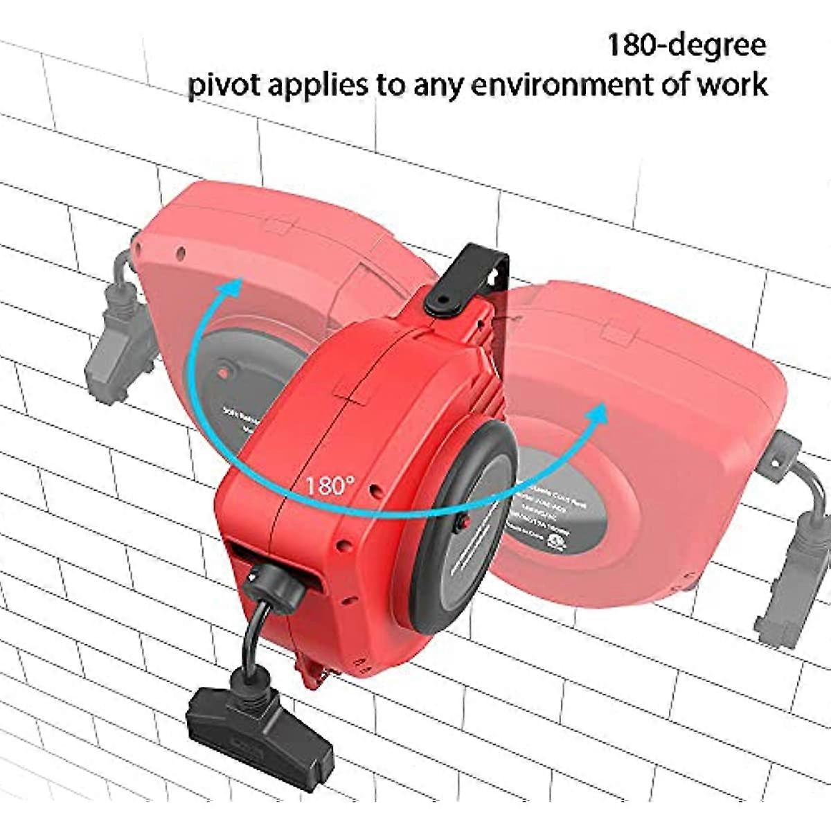 Retractable Extension Cord Reel 50FT+45 (15+15M) Electrical Power Cord ...