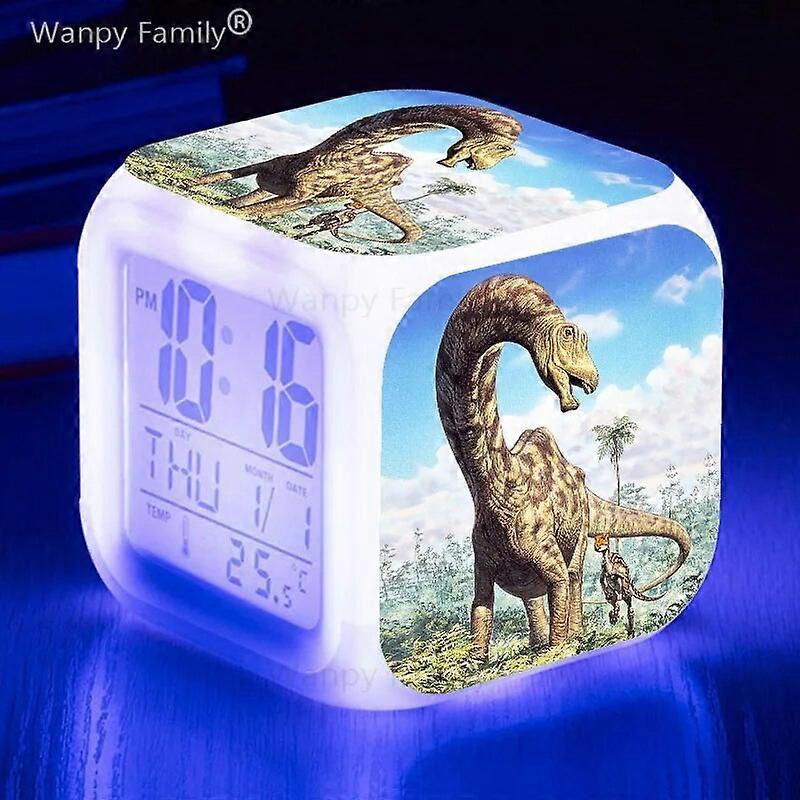 Jurassic Dinosaur Alarm Clock 7 Color Glowing LED Digital Alarm Clocks ...