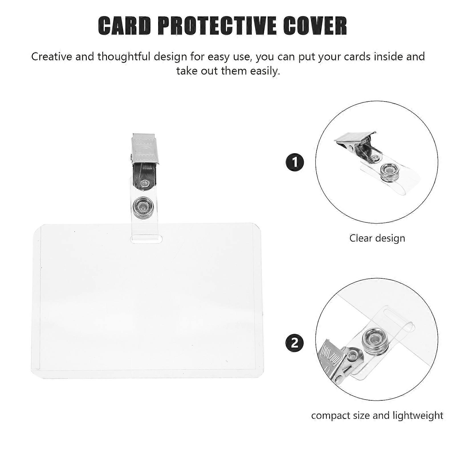 10 Sets of Transparent ID Cards Badge Covers Work Permit Badges with ...