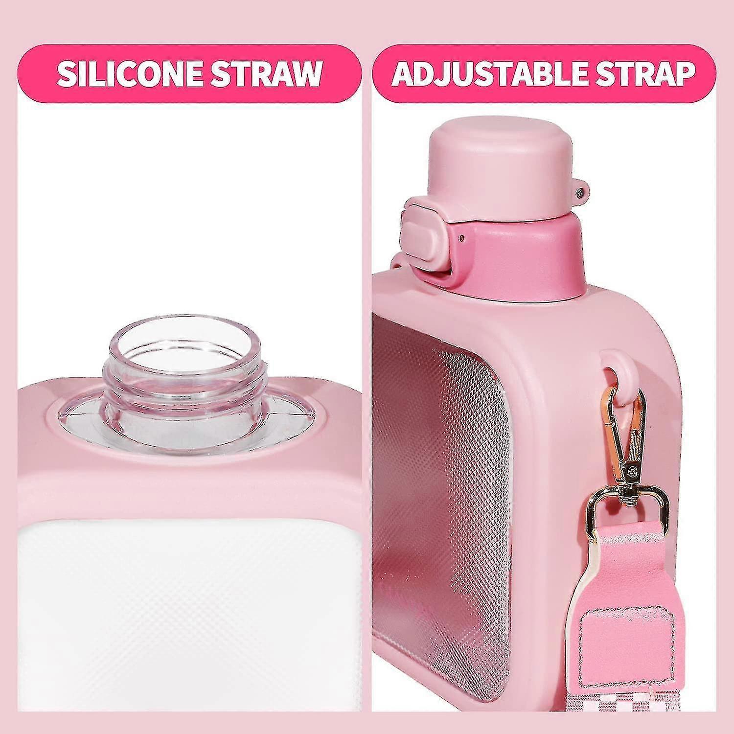 Kawaii Water Bottle Cute Square Water Bottles With Straw,portable ...