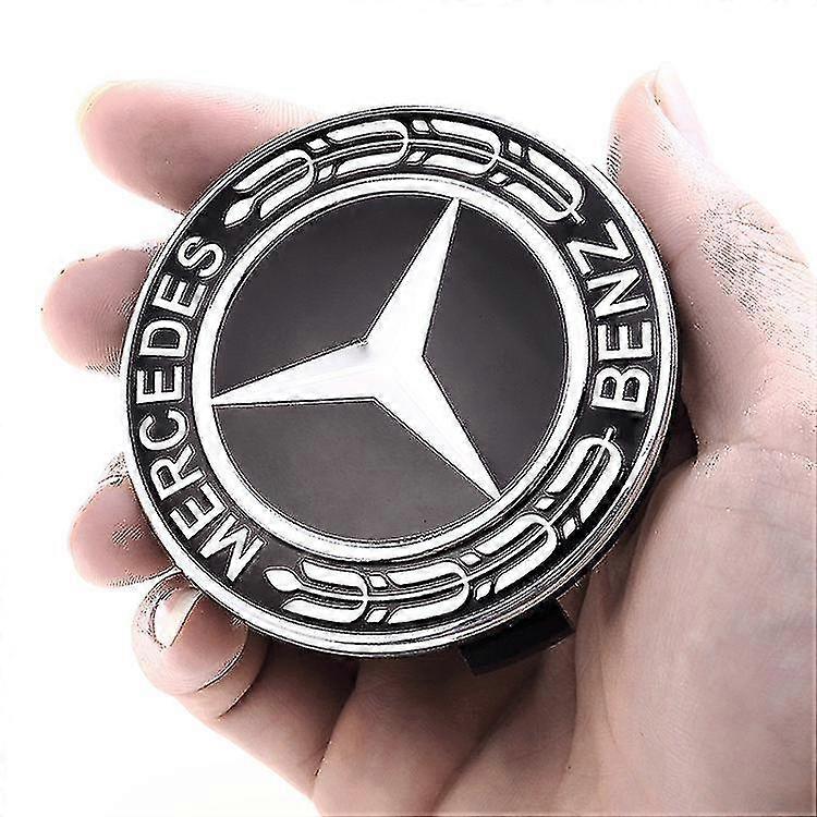 75mm Mercedes-Benz Wheel Center Caps, Black, 4pcs - Wheat Spike Hub ...