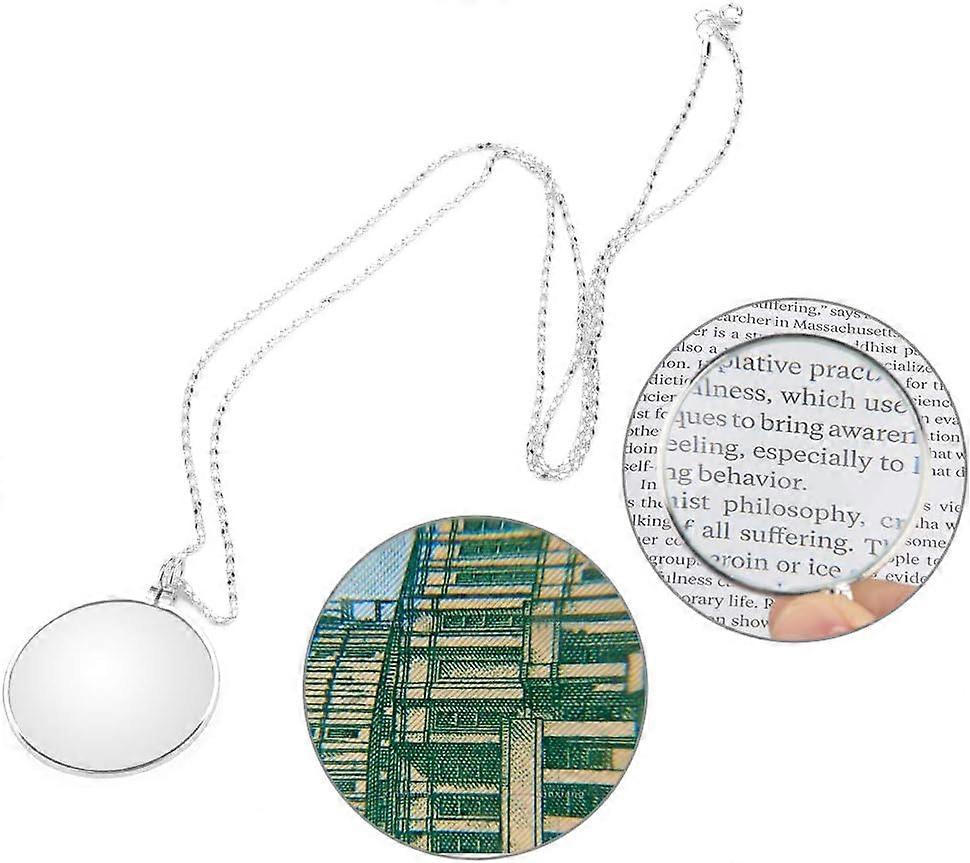 Hanging Magnifying Glass(Silver), Portable Monocle Lens 5X Magnifying ...