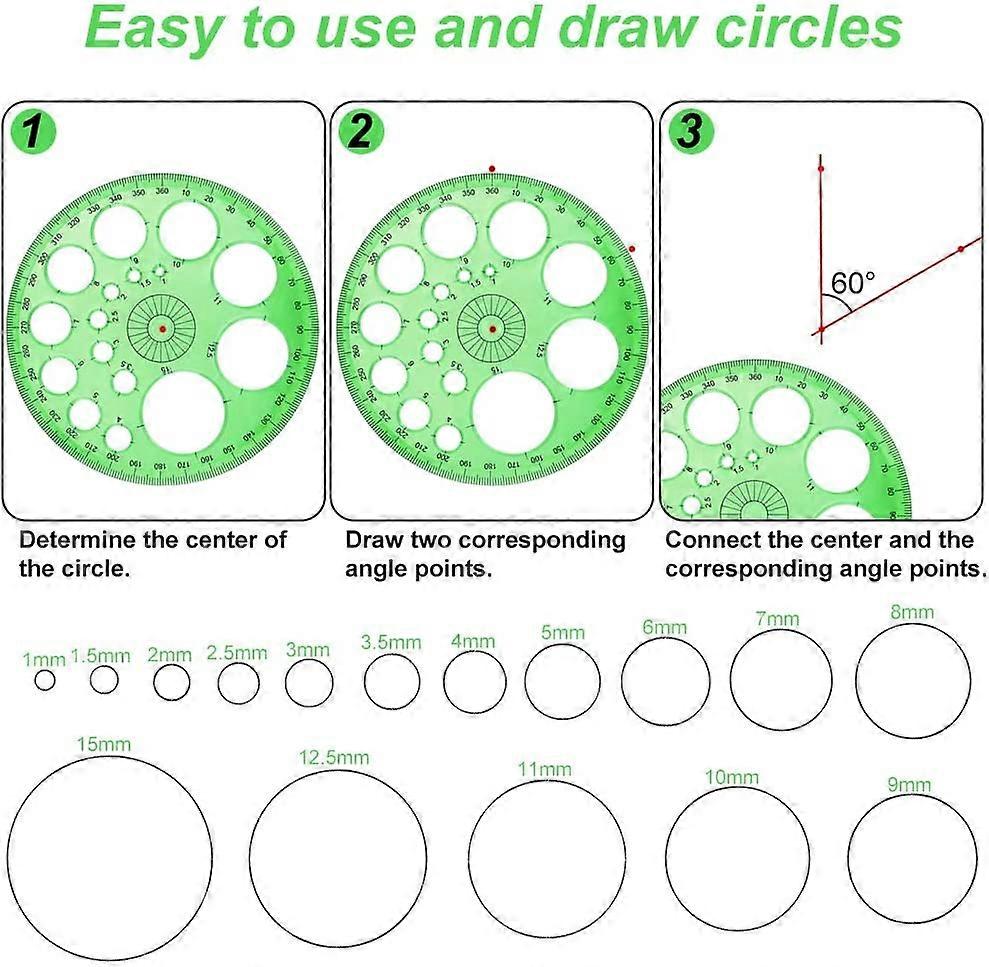 360 Degree Protractor Circle Ruler Math Protractors Geometry Plastic ...