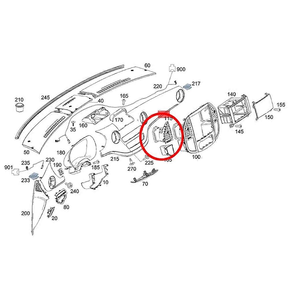 Front Dash Center Left Air Conditioning Grille Vents for V260 W447 W448 ...