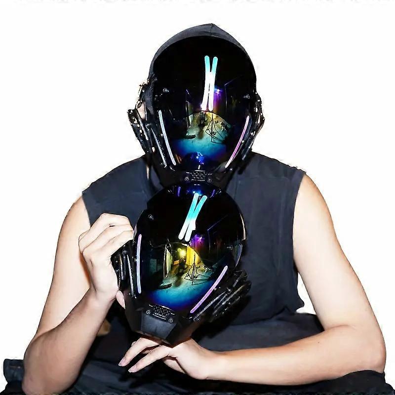 Luminous Reflective stripe Helmet Mask Cosplay CyberPunk DJ Masks ...