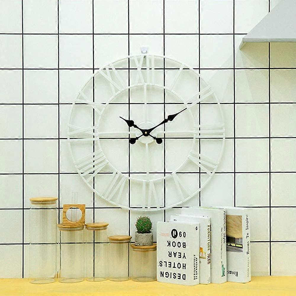 Outdoor Garden Wall Clock Retro Roman Numerals Wrought Iron Art Wall ...