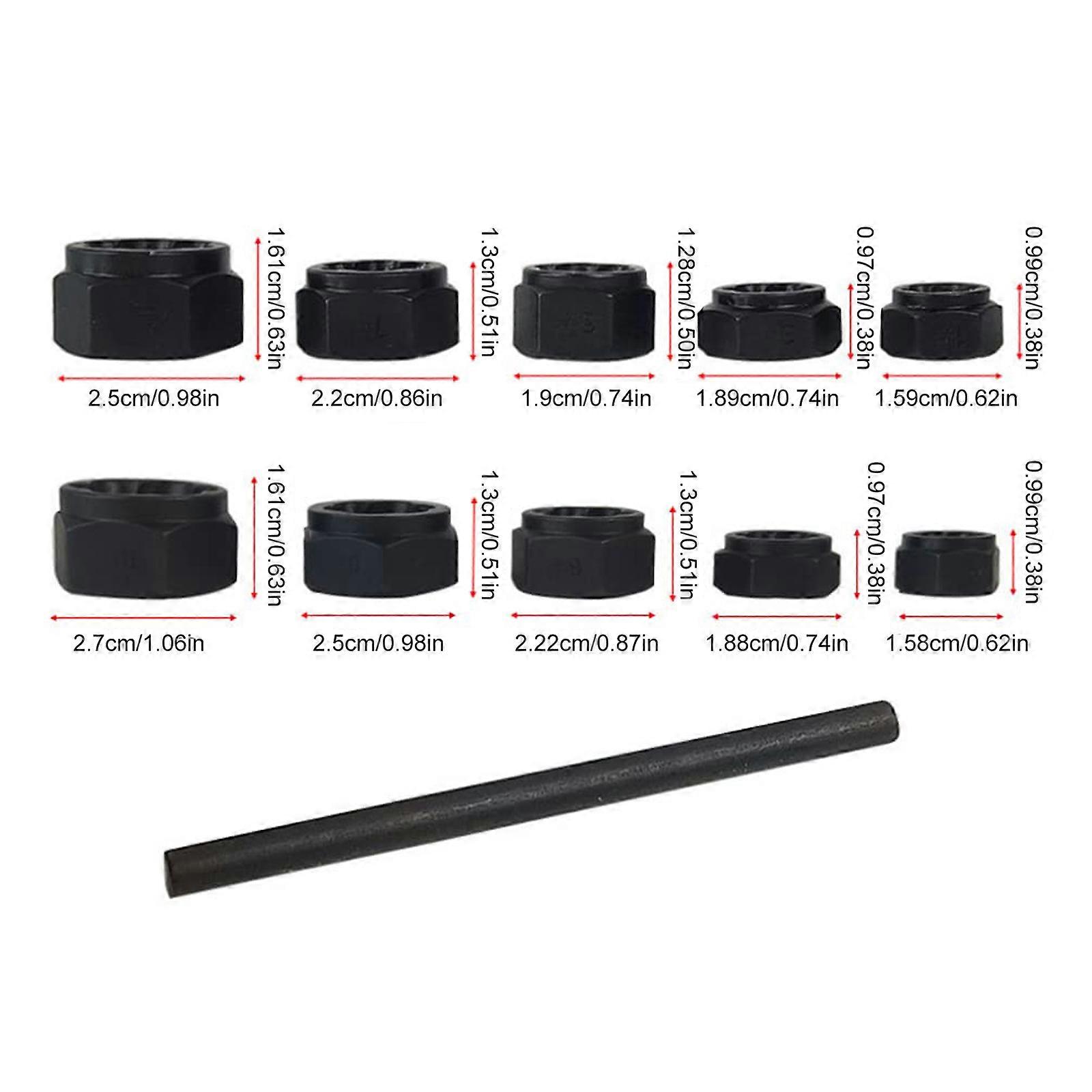 10Pcs Nut Remover,9-19mm Impact Nut Extractor Set,Nut Extractor Socket ...