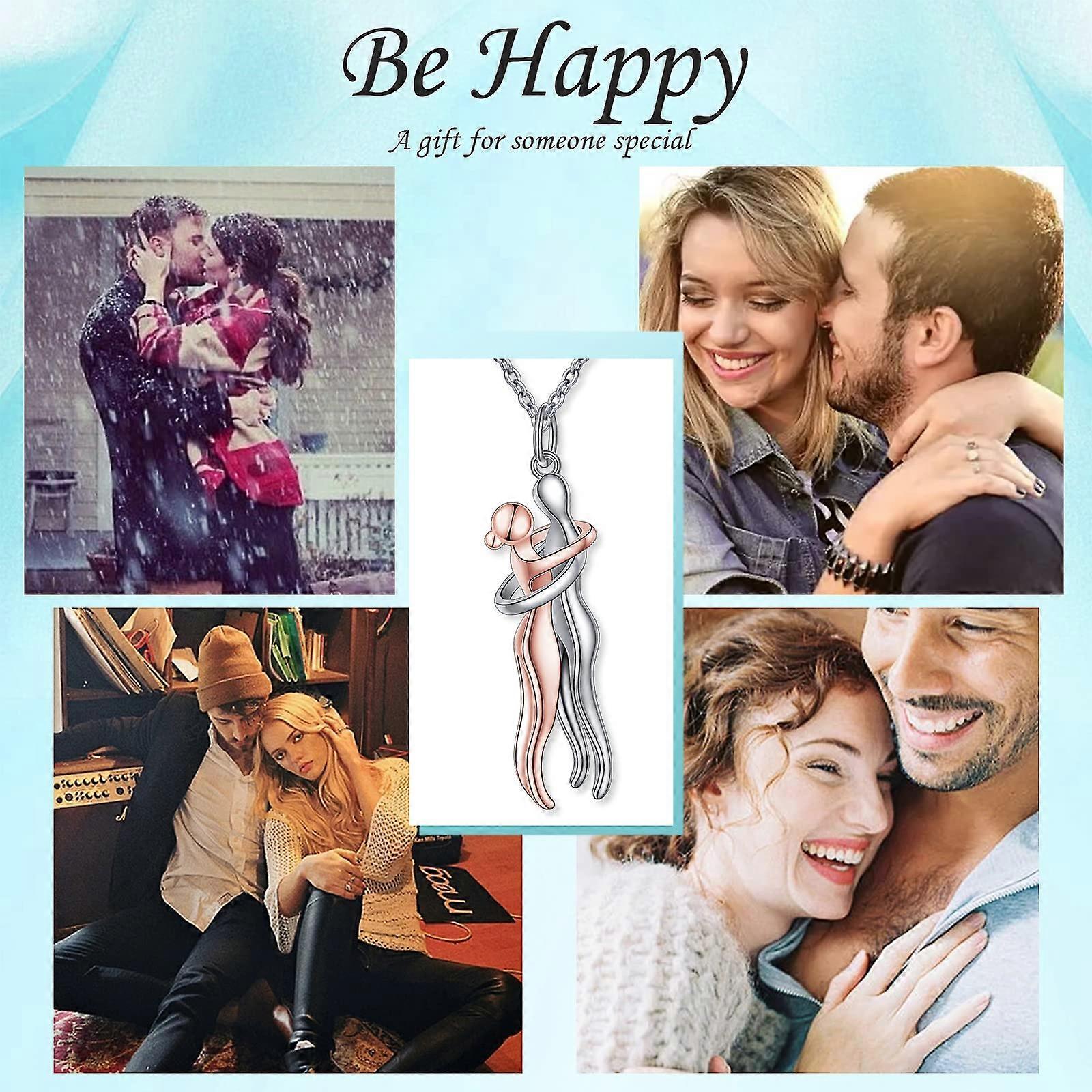 Hug Couple Necklace S925 Sterling Silver Hugging Necklace Beloved ...