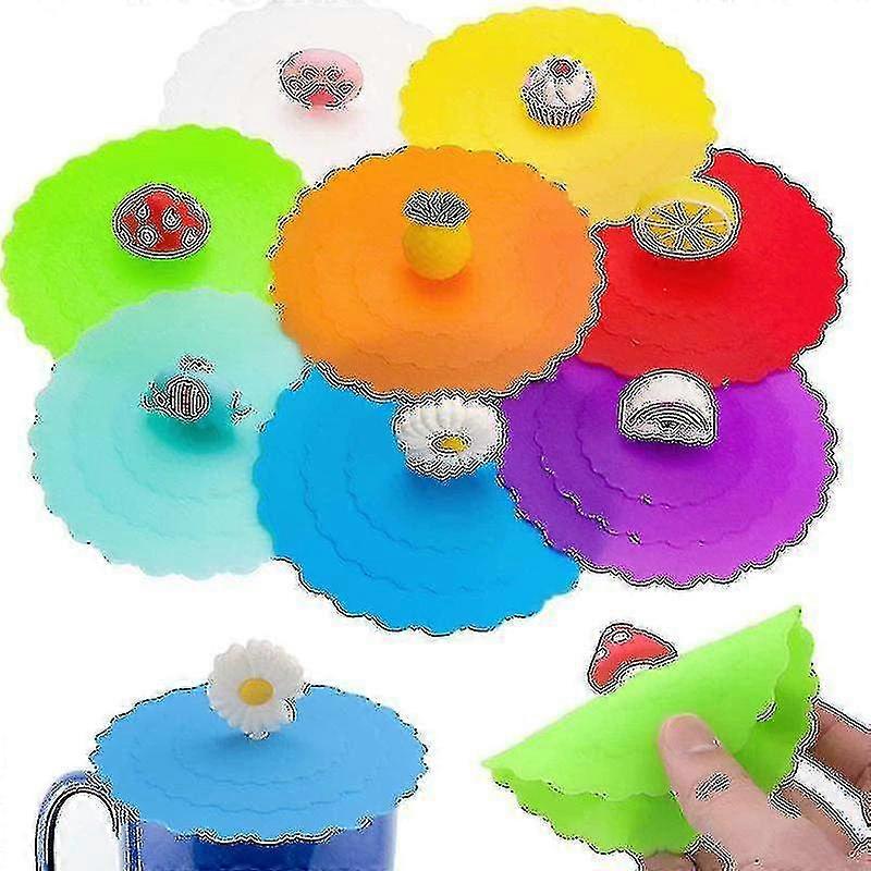 8-Piece Food Grade Silicone Cup Lids - Anti-Dust Drinking Glass Cover ...
