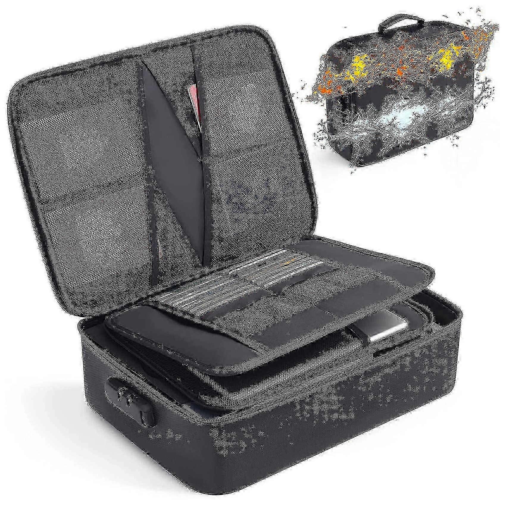 Fireproof & Waterproof Document Bag with Lock - Portable Safety Box for ...