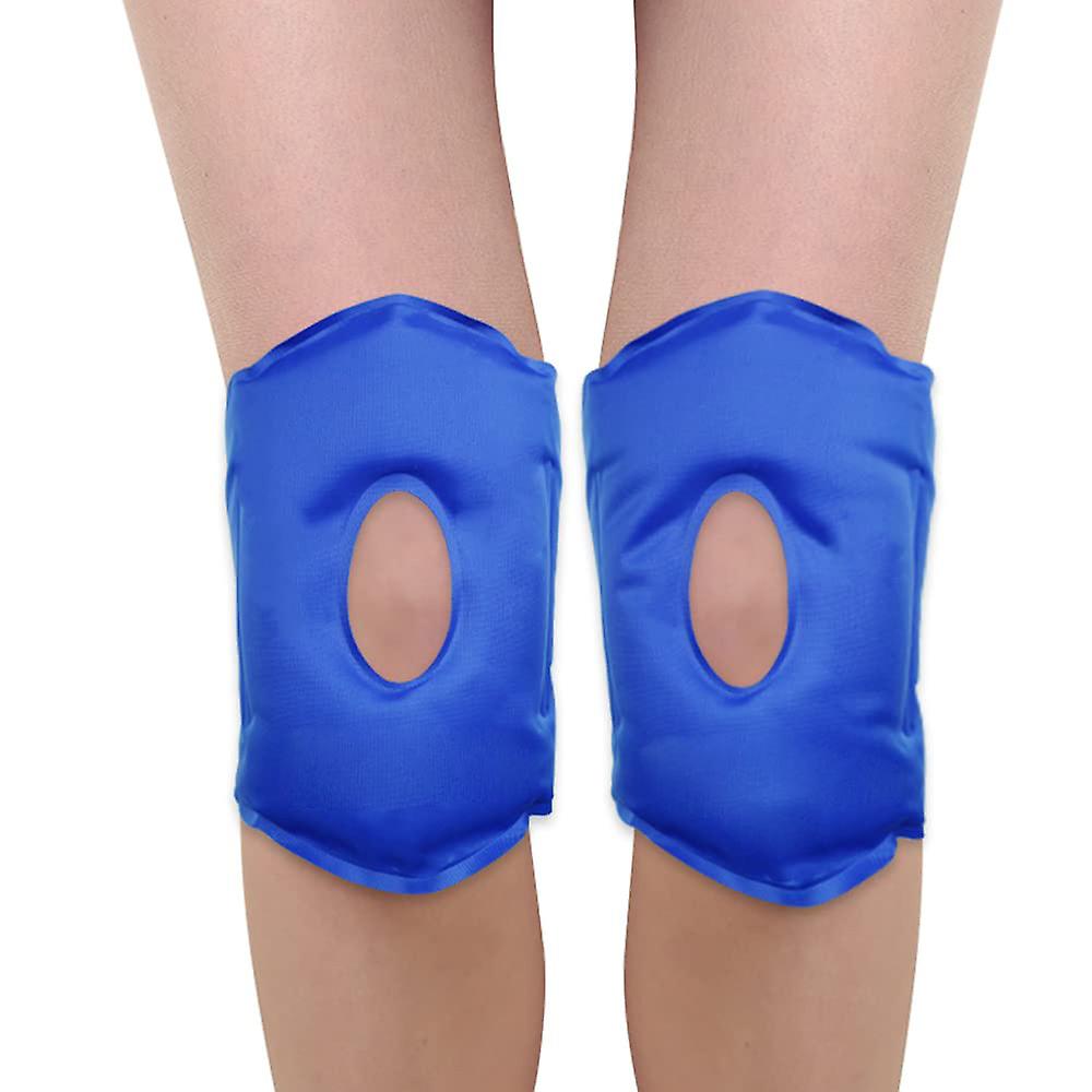 Knee Ice Gel Bag with Elastic Straps, Soft Reusable Hot Cold Compress ...
