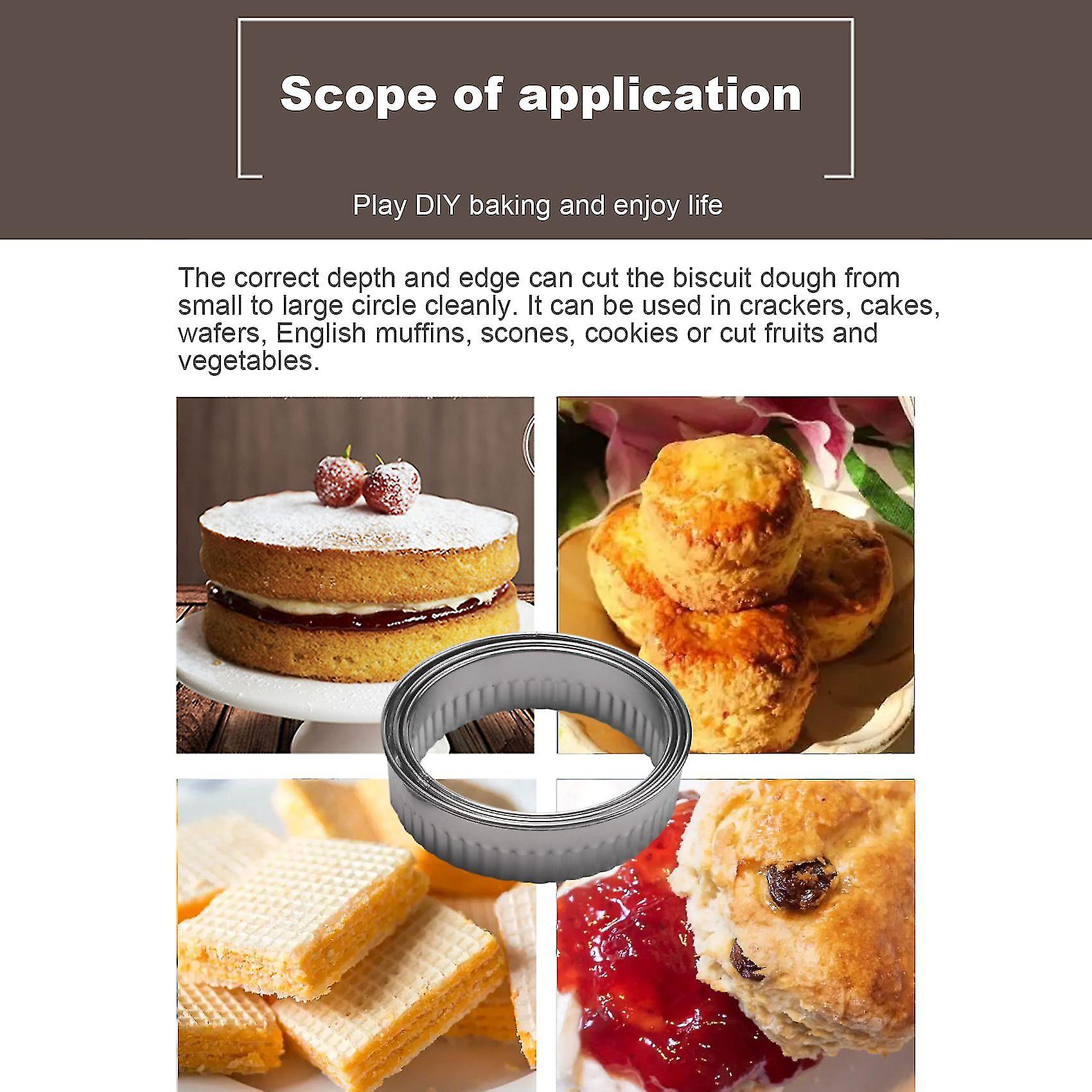 Stainless Steel Fluted Edge Round Cookie Biscuit Cutter Set 12 Pieces ...