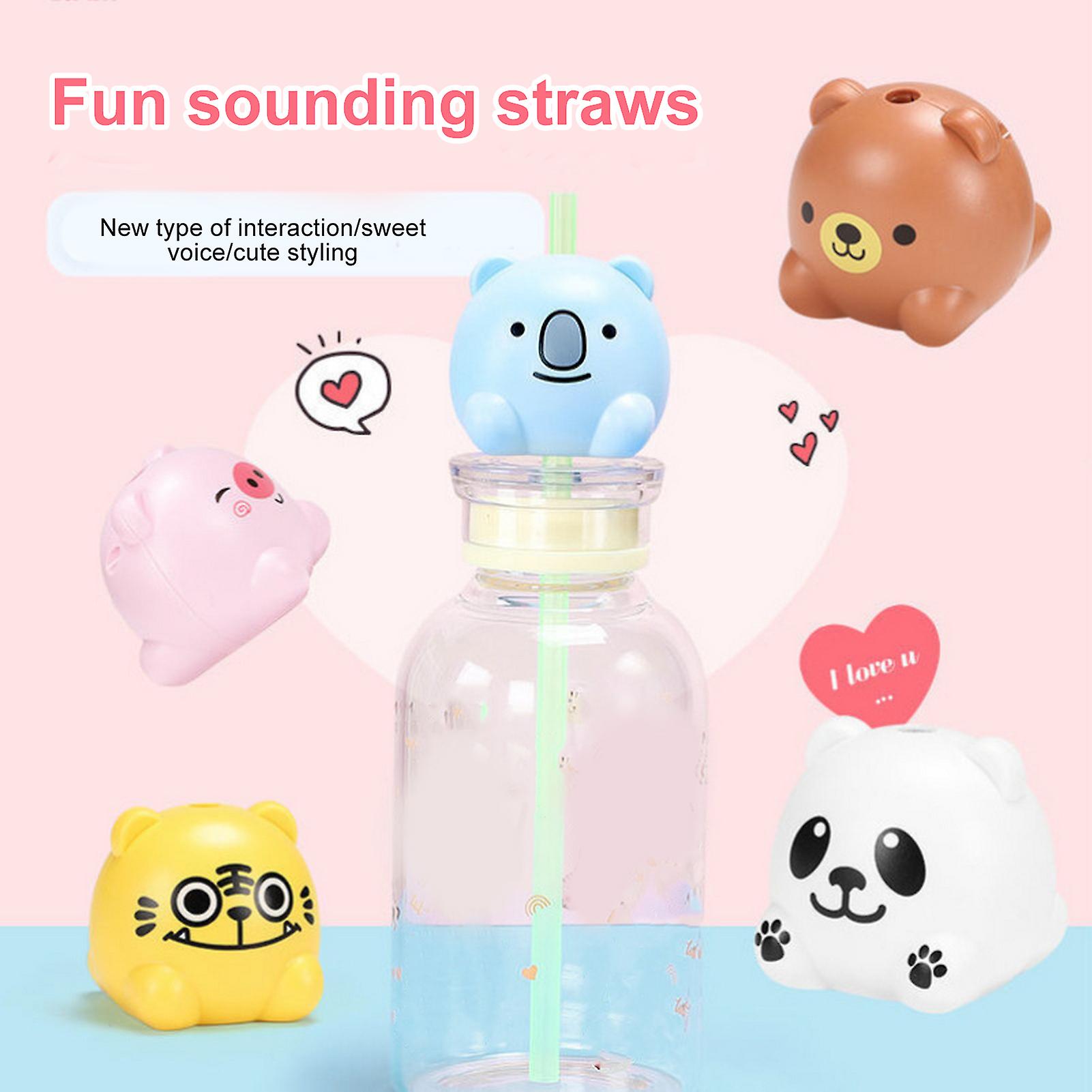 1 Set Cartoon Animal Sound Straw for Kids Cute Straw Topper for Baby ...