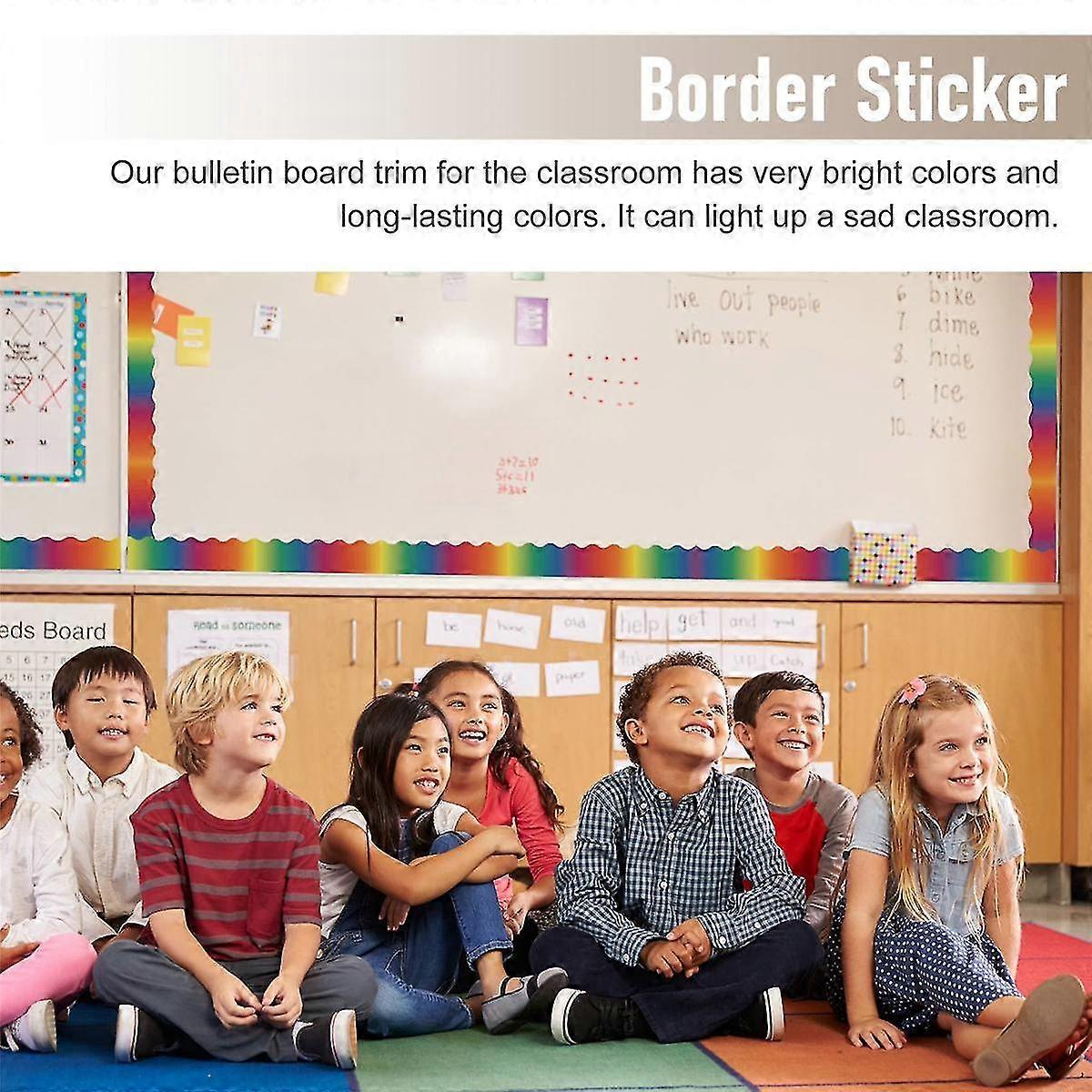 For Rainbow Bulletin Board Stickers Colorful Straight Bulletin Border ...