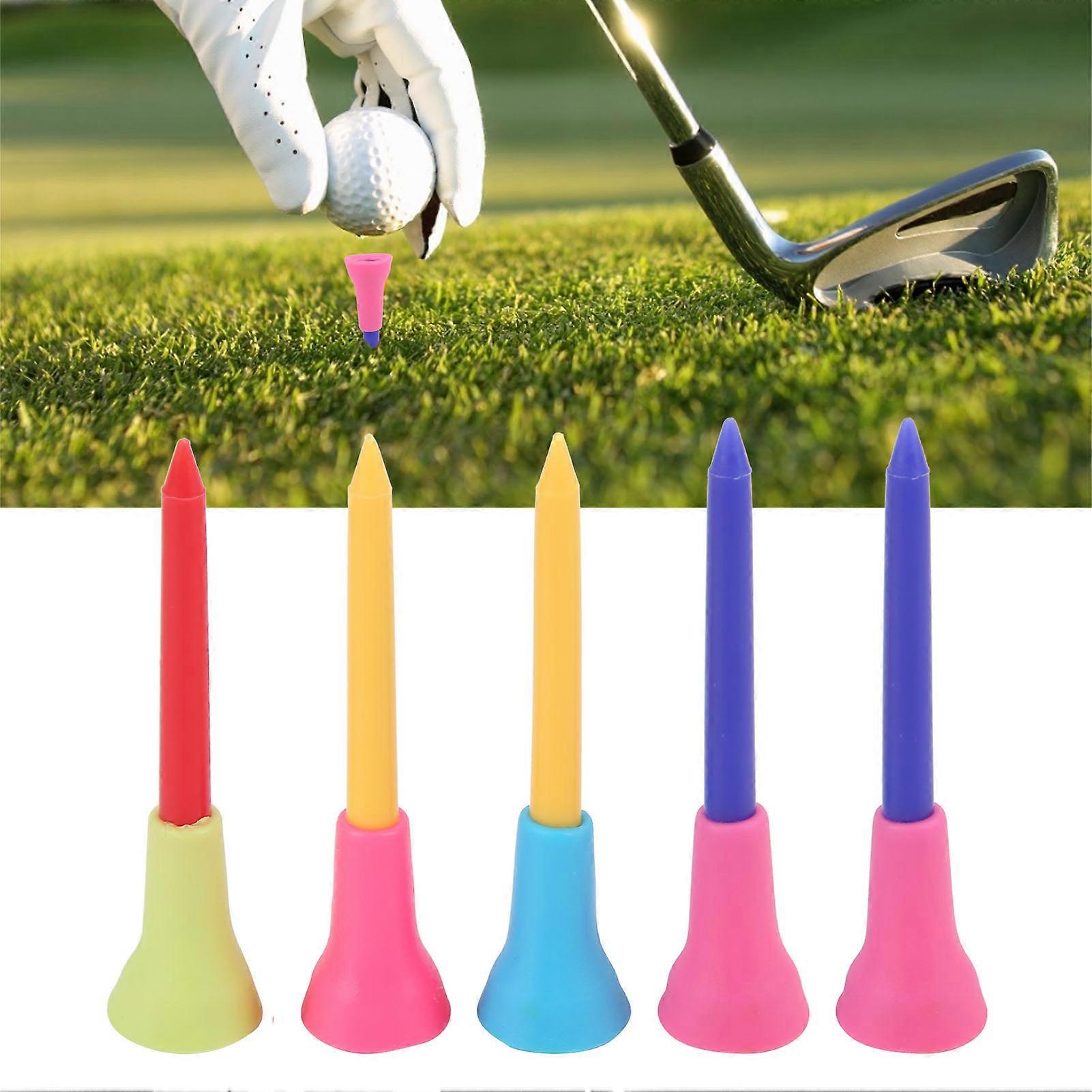 5 Pcs/pack Golf Tees Plastic Ball Holder Rubber Cushion Outdoor Sports ...