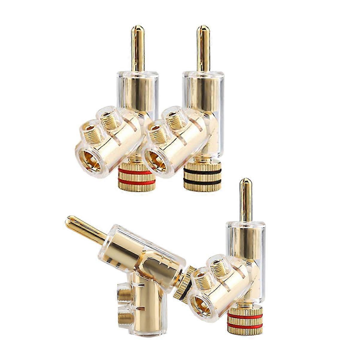 4pcs Banana Plugs 45 Degree Angled Banana Connectors Screw Locking Connectors For Av Receiver ...