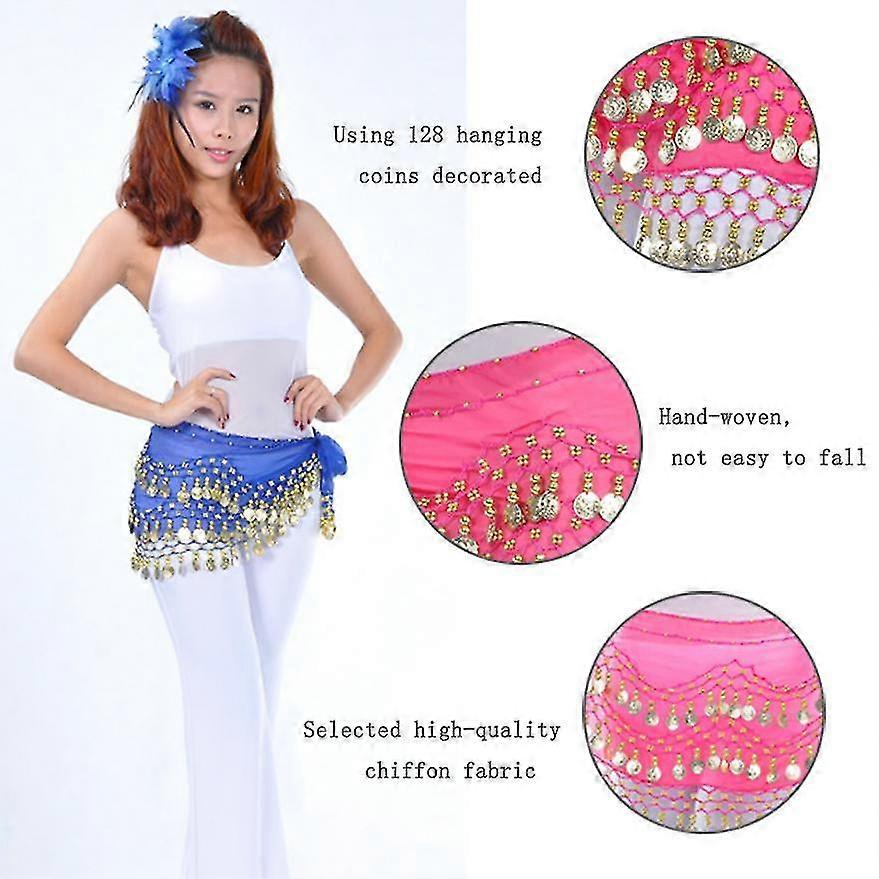 128 Coins Dance Waist Chain Belly Dance Scarf Belly Dance Sequins Waist ...