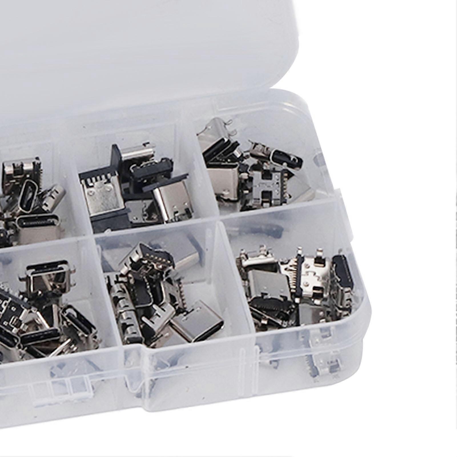 100Pcs TYPE C USB Female Plug Connector Jack Solder Repair Replacement ...