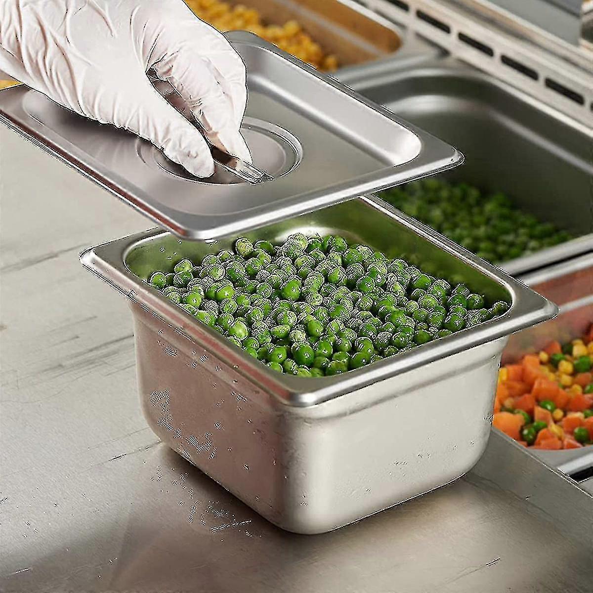 6 Pack Anti-jam Slotted Hotel Pans With , 1/6 Size 4 Inch Deep ...