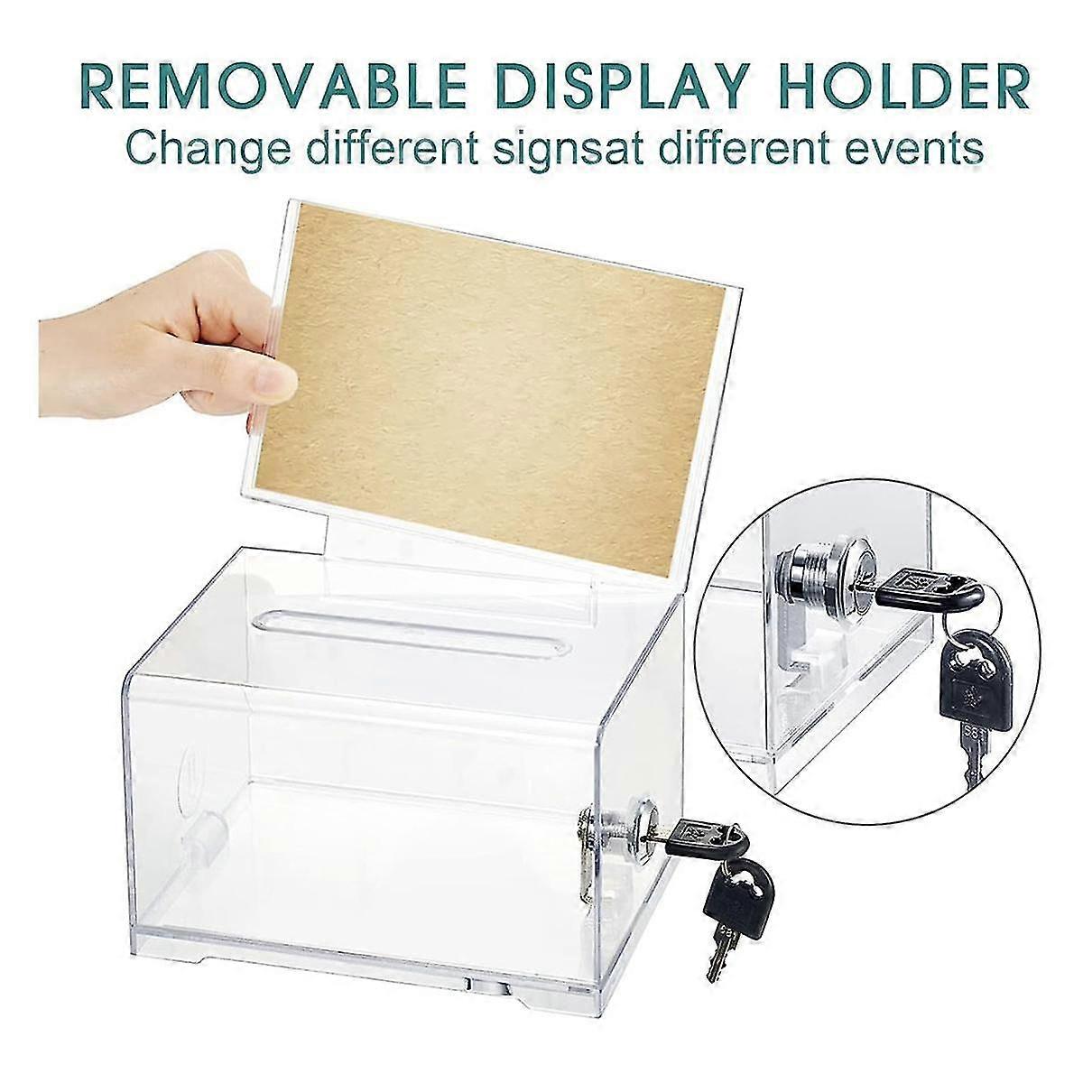 1 Pack Acrylic Donation Box With Lock, Clear Ballot Box With Sign ...